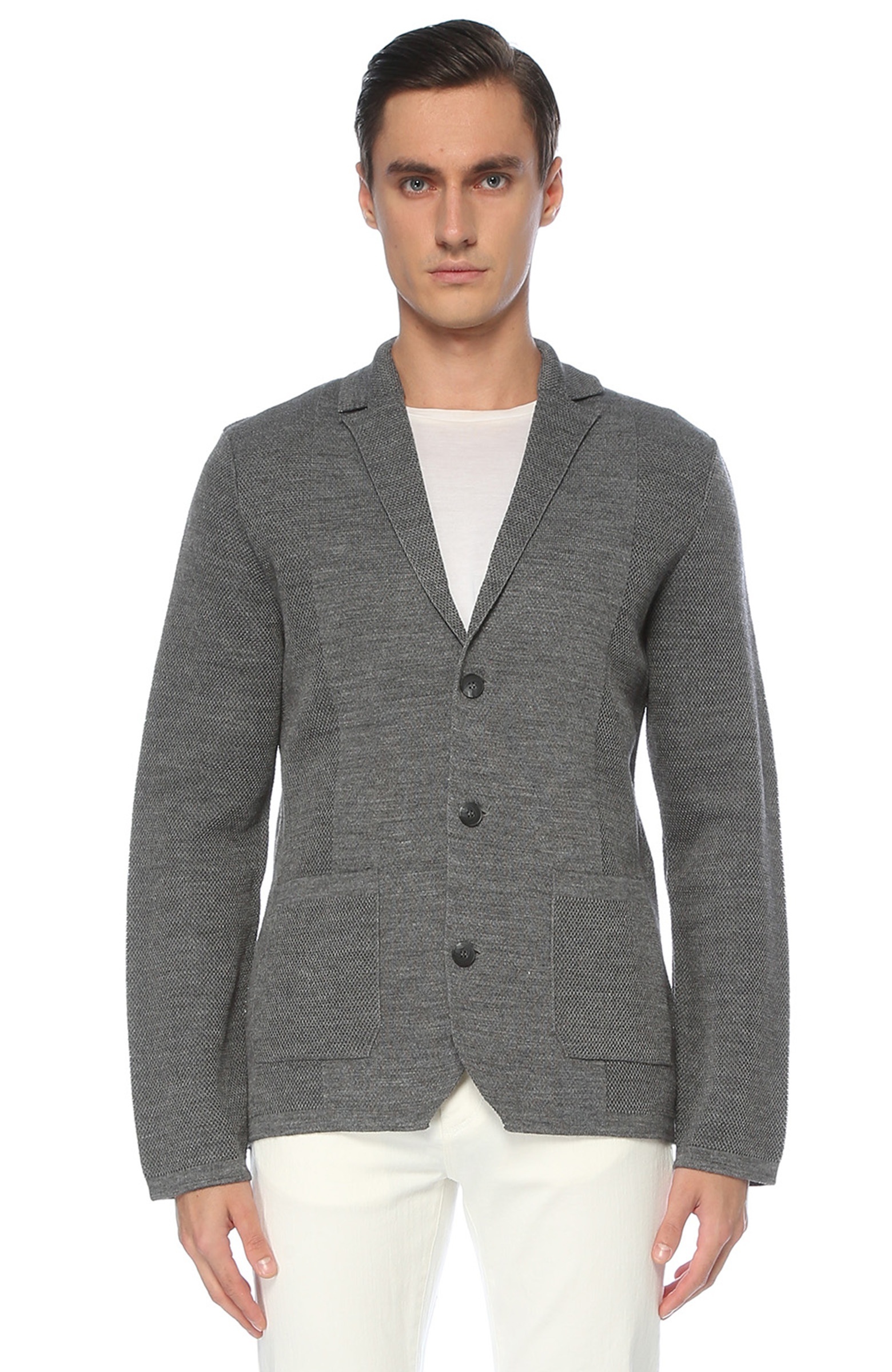 Gri Yün Triko Ceket