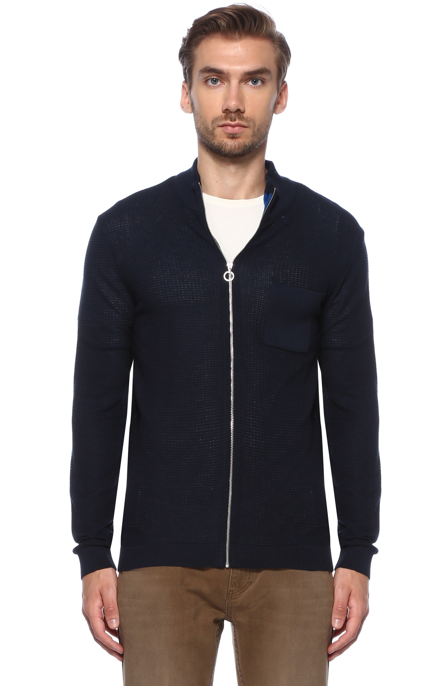 Lacivert Dik Yaka Hırka