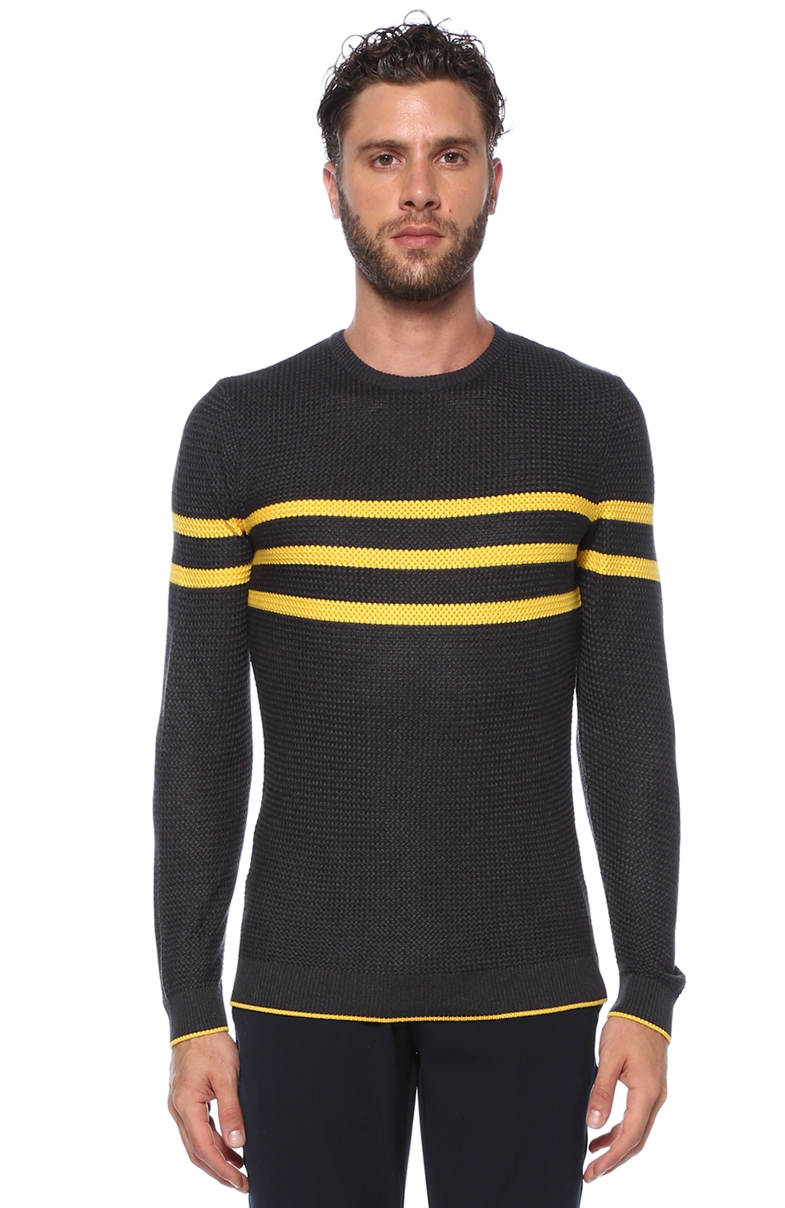 Antrasit Şerit Detaylı Kazak Antrasit Şerit Detaylı Kazak