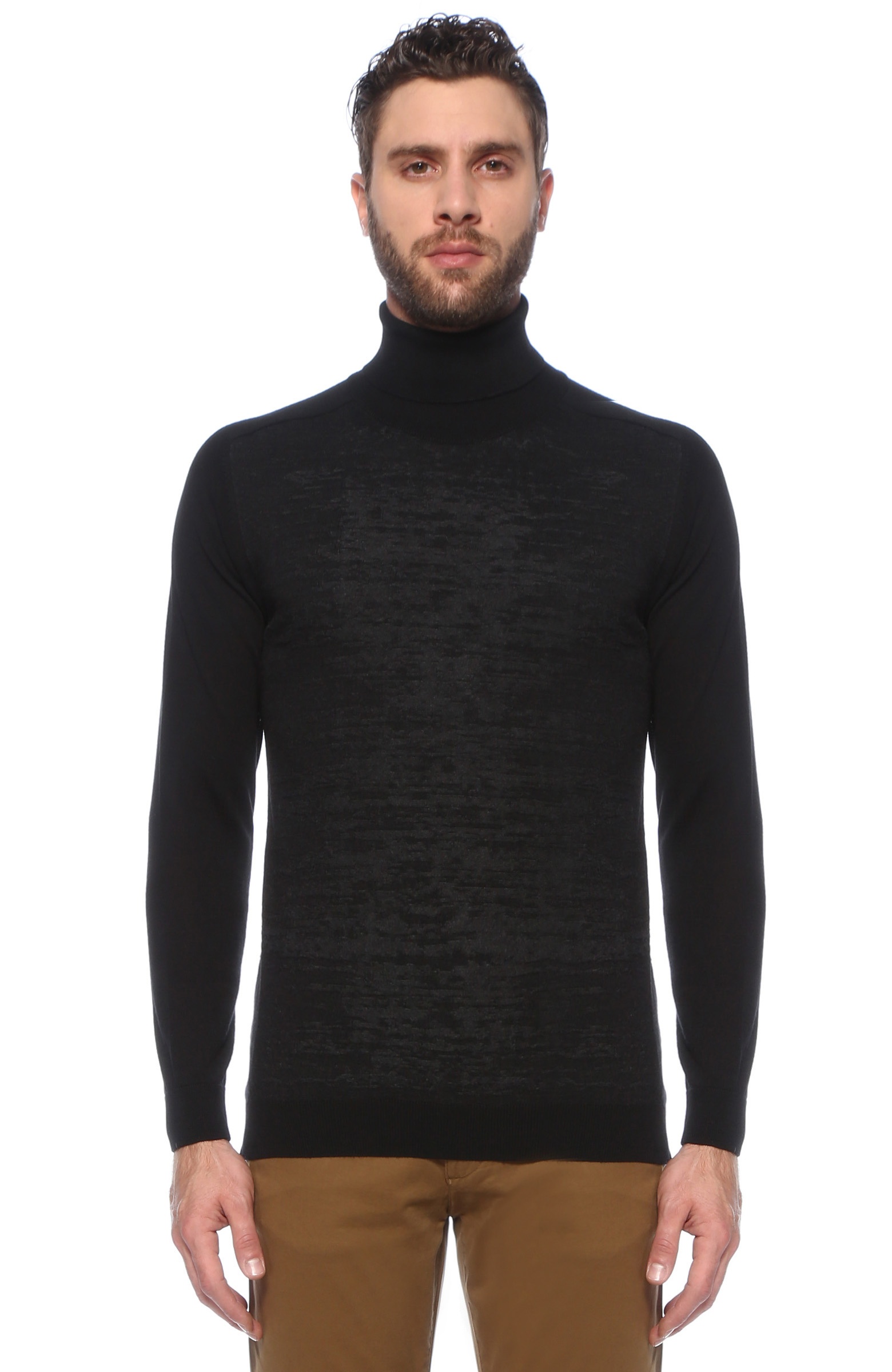 Antrasit Balıkçı Yaka Desenli Kazak