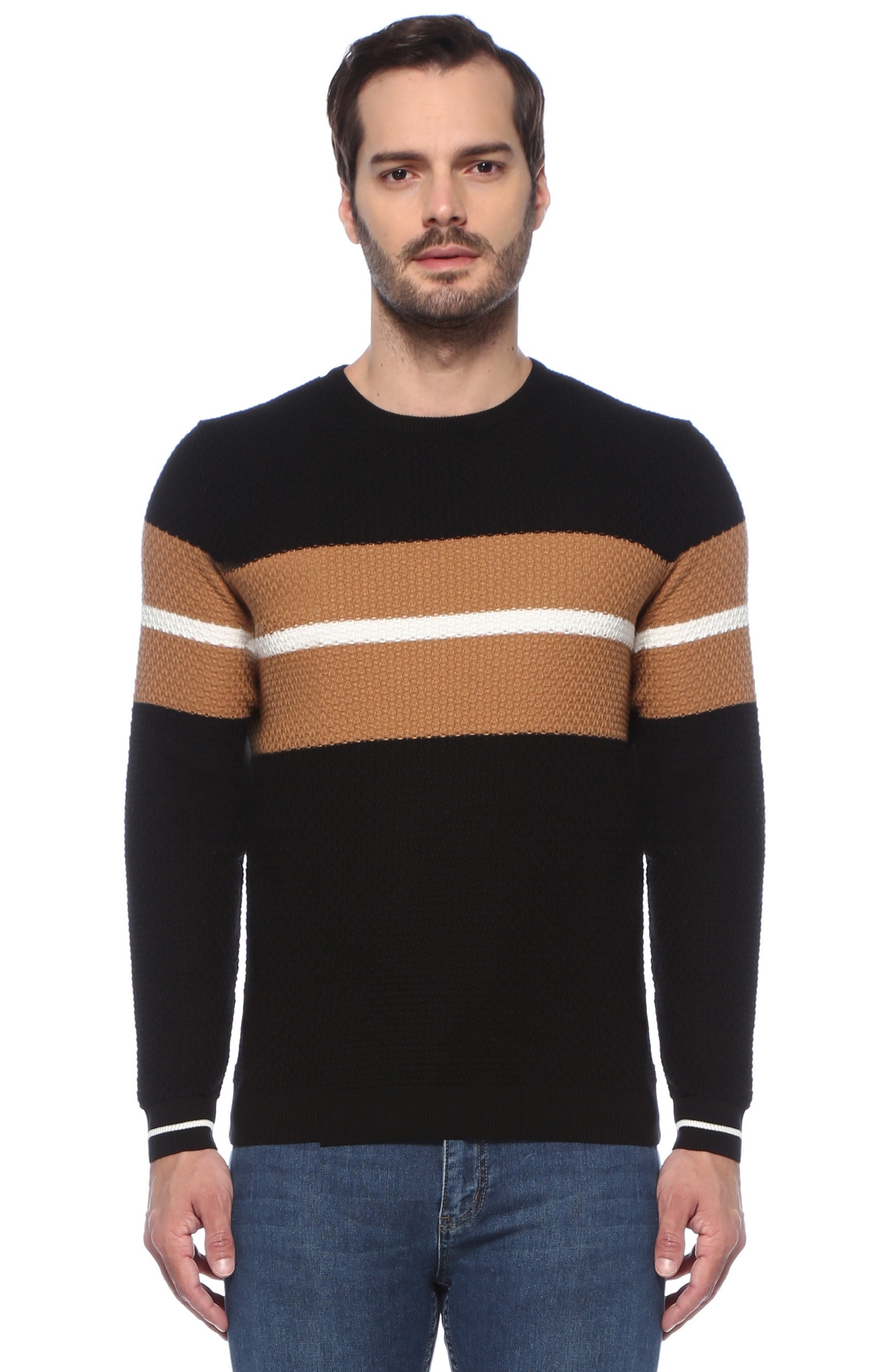 Siyah Çizgi Detaylı Kazak