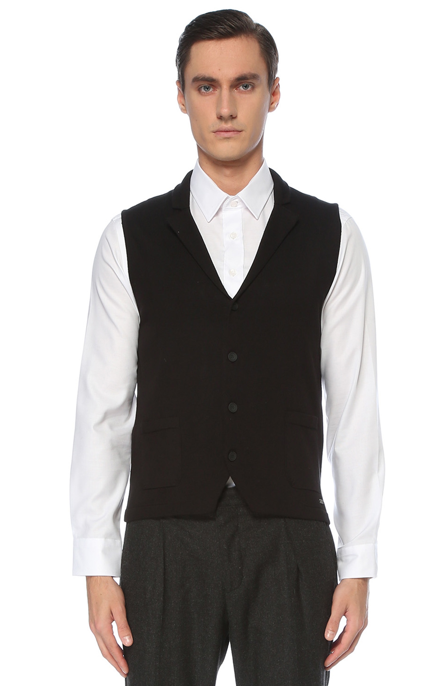 Slim Fit Siyah Triko Yelek Slim Fit Siyah Triko Yelek