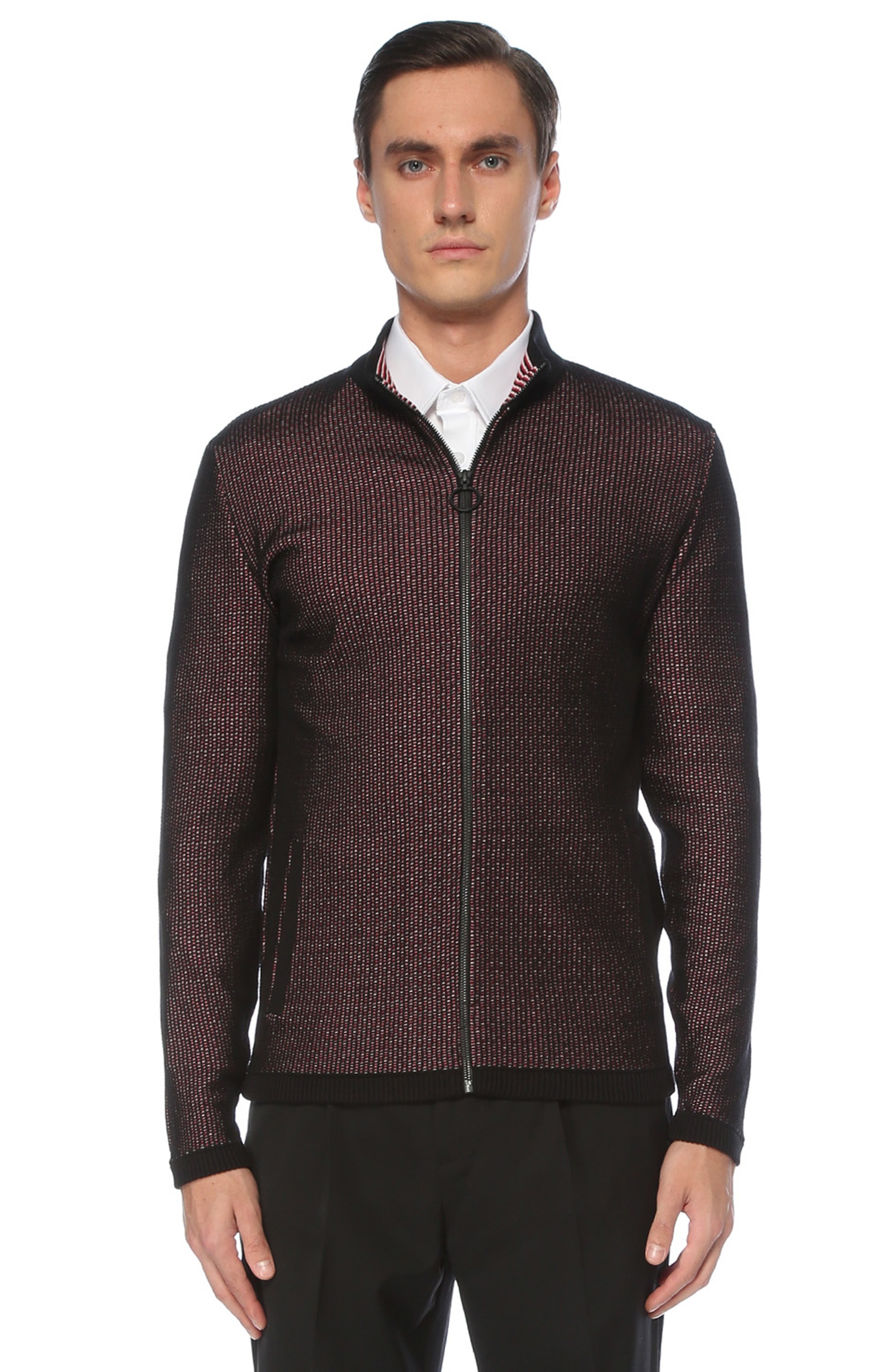 Dik Yaka Desenli Triko Mont Dik Yaka Desenli Triko Mont