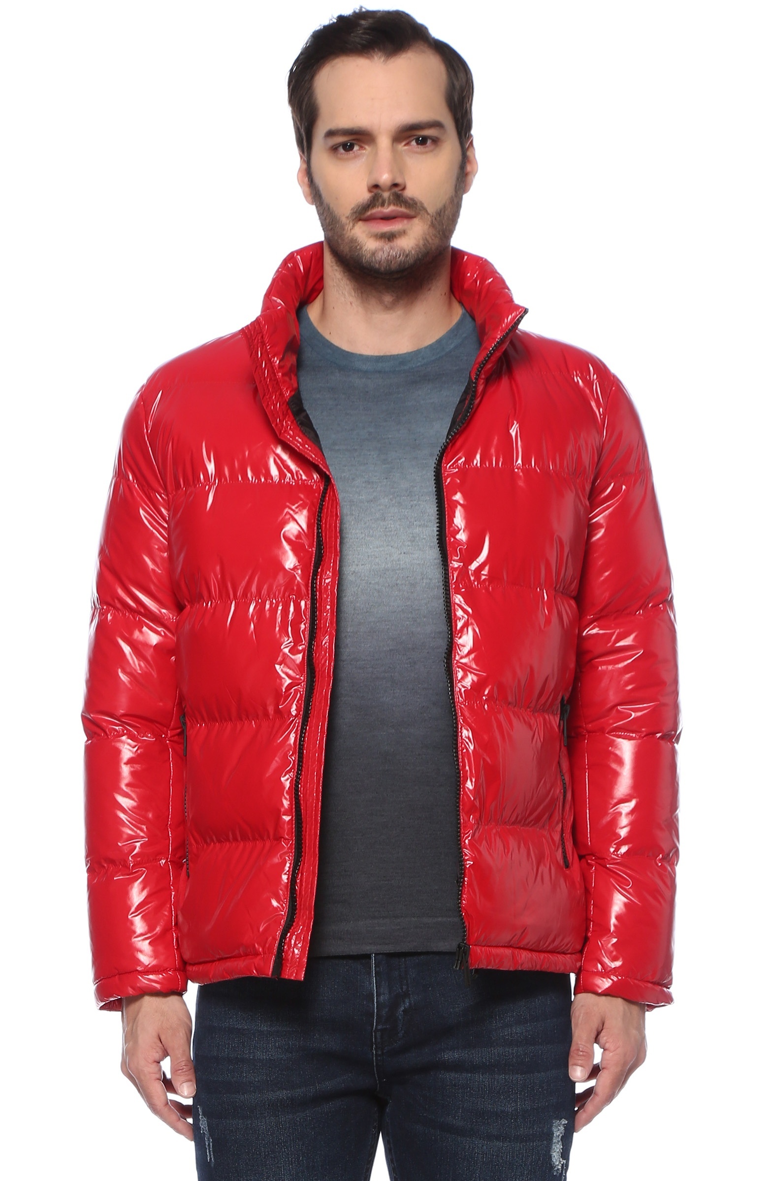 Slim Fit Kırmızı Puff Mont