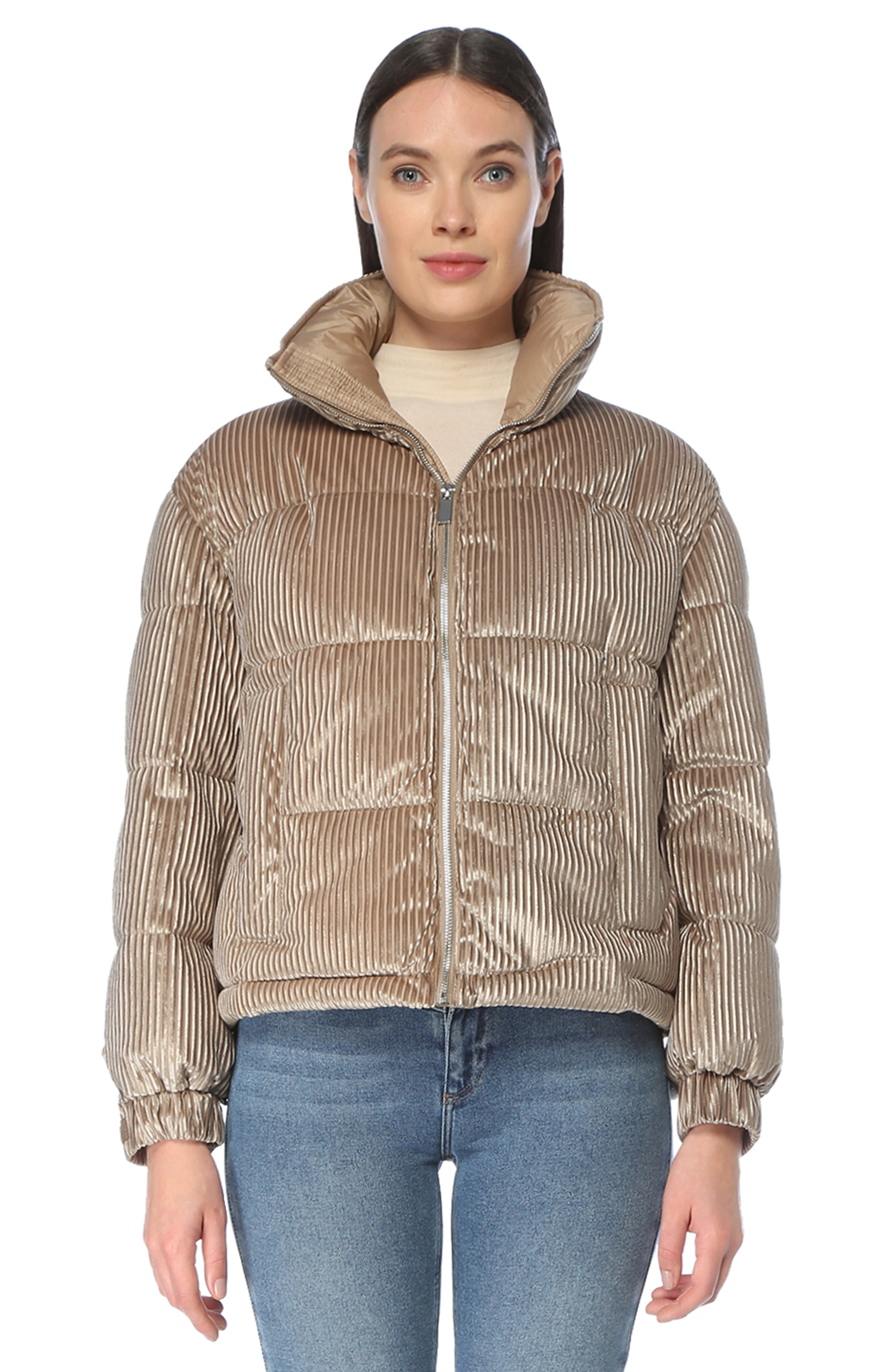 Basic Fit Vizon Çizgili Dik Yaka Puff Mont Basic Fit Vizon Çizgili Dik Yaka Puff Mont