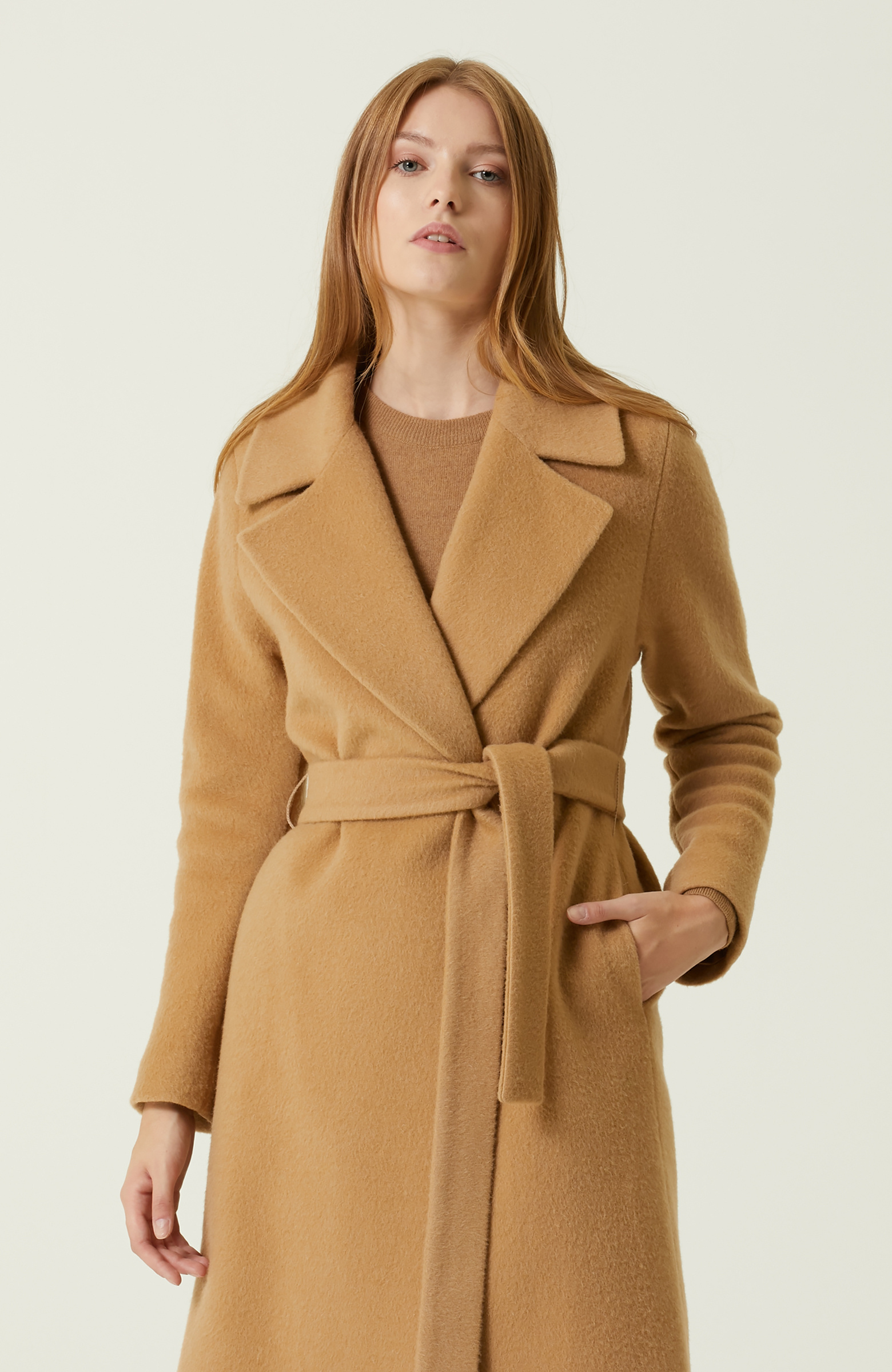 Regular Fit Camel Yün Manto Regular Fit Camel Yün Manto