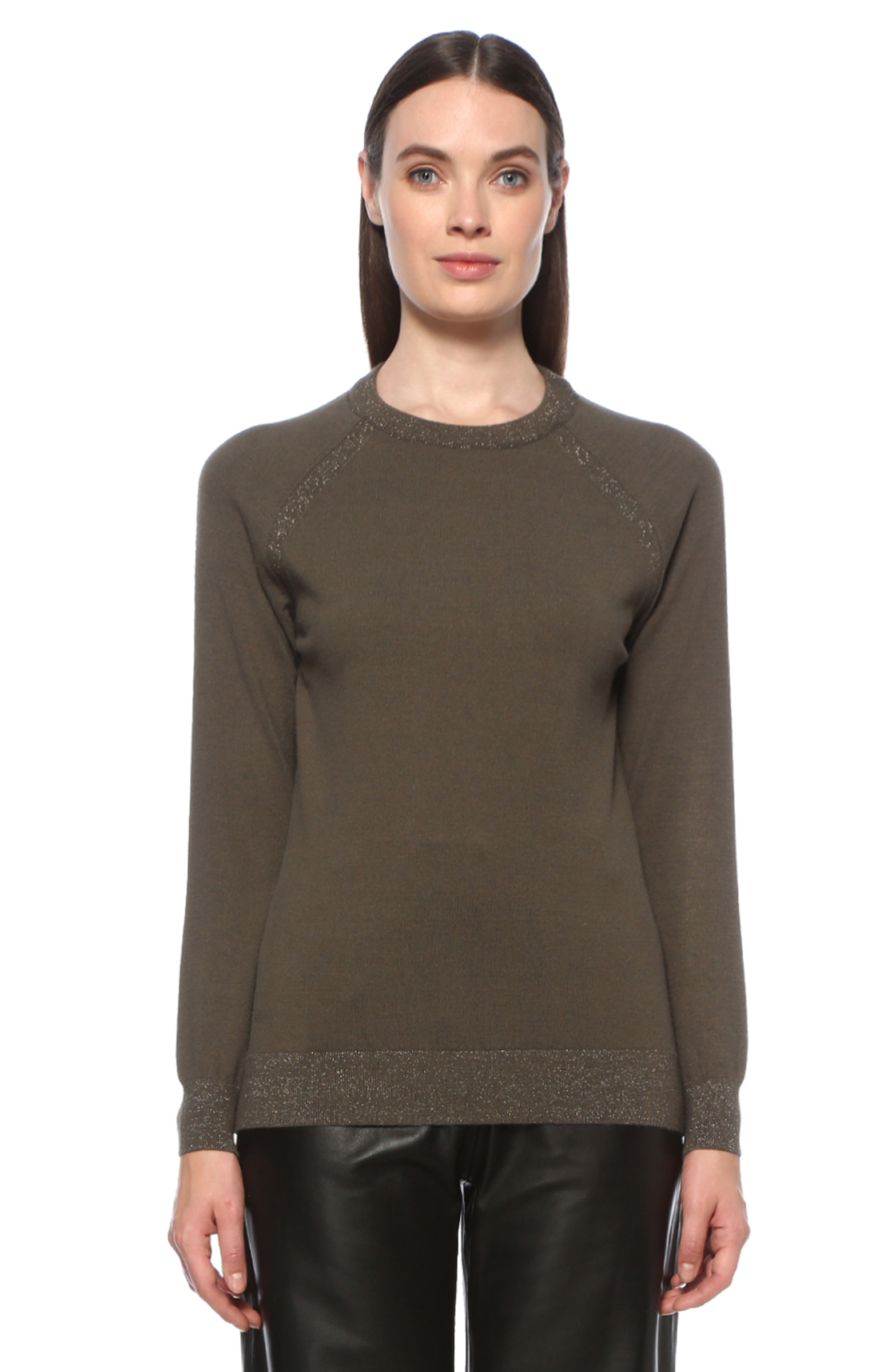 Regular Fit Haki Bisiklet Yaka Kazak