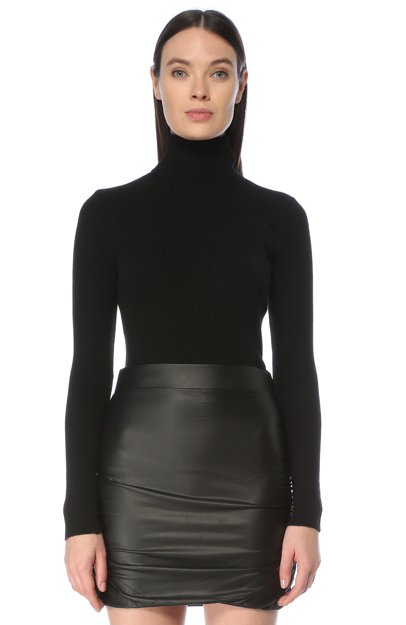 Slim Fit Siyah Balıkçı Yaka Kazak Slim Fit Siyah Balıkçı Yaka Kazak