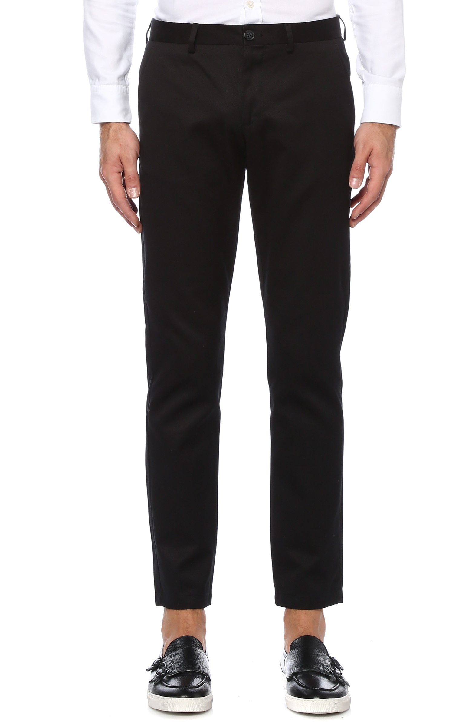 Slim Fit Siyah Dokulu Pantolon