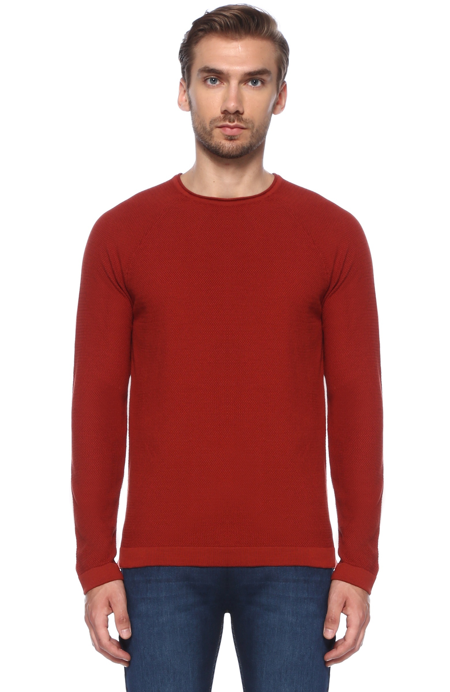 Kiremit Bisiklet Yaka Kazak