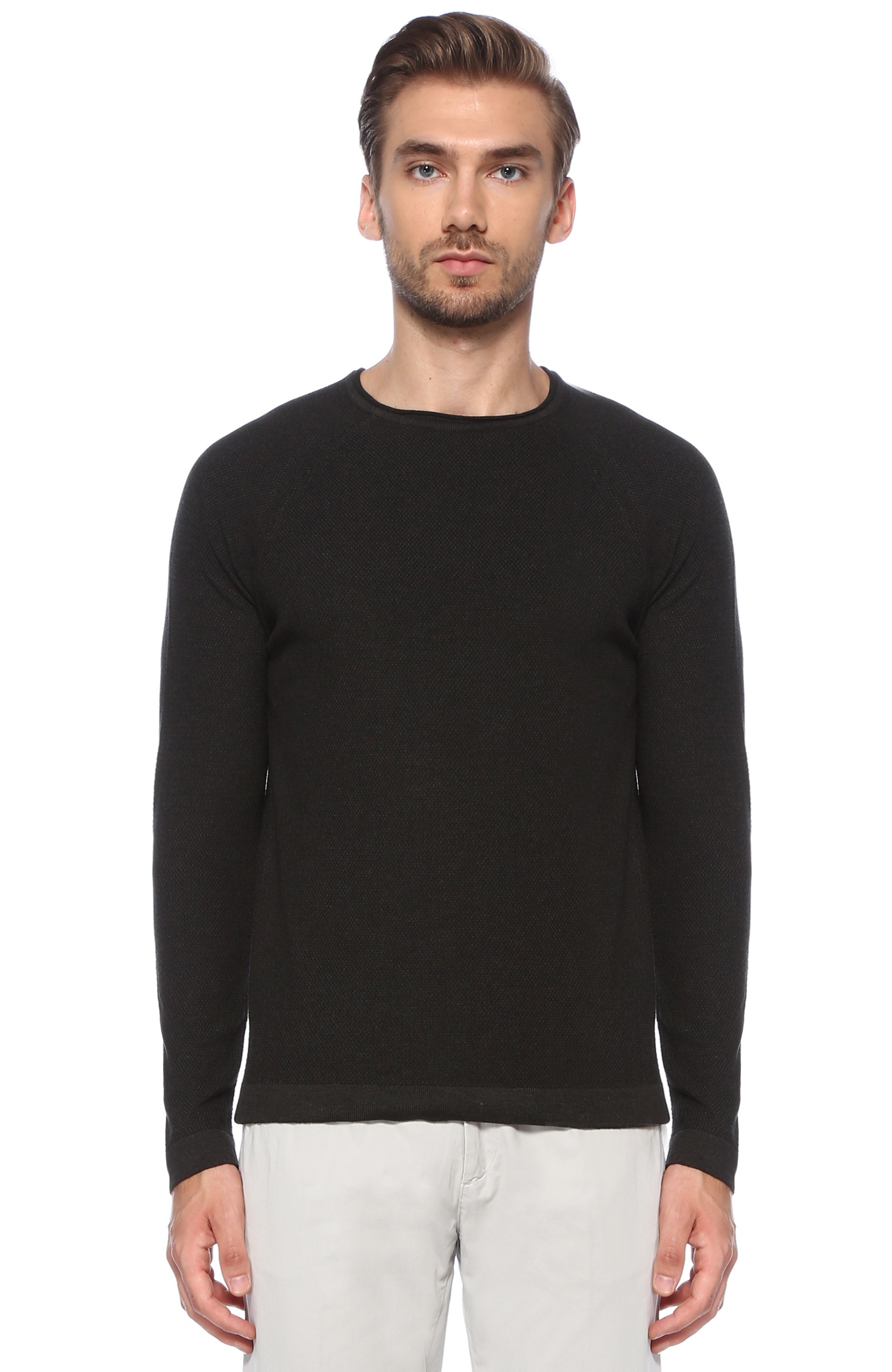 Antrasit Bisiklet Yaka Kazak