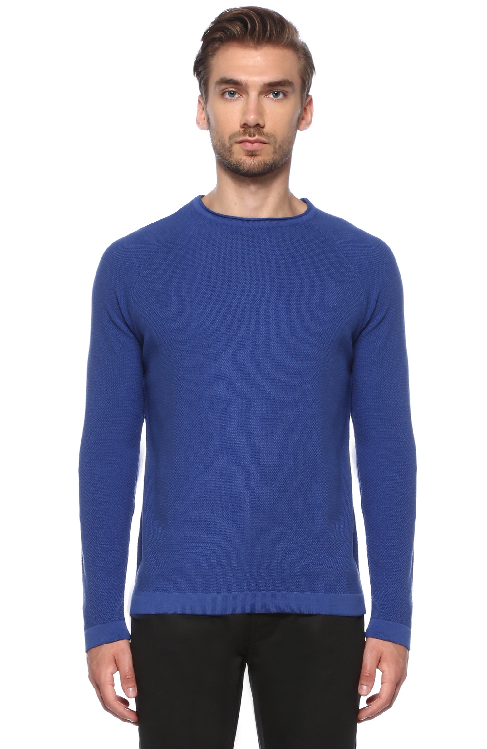 Mavi Bisiklet Yaka Kazak