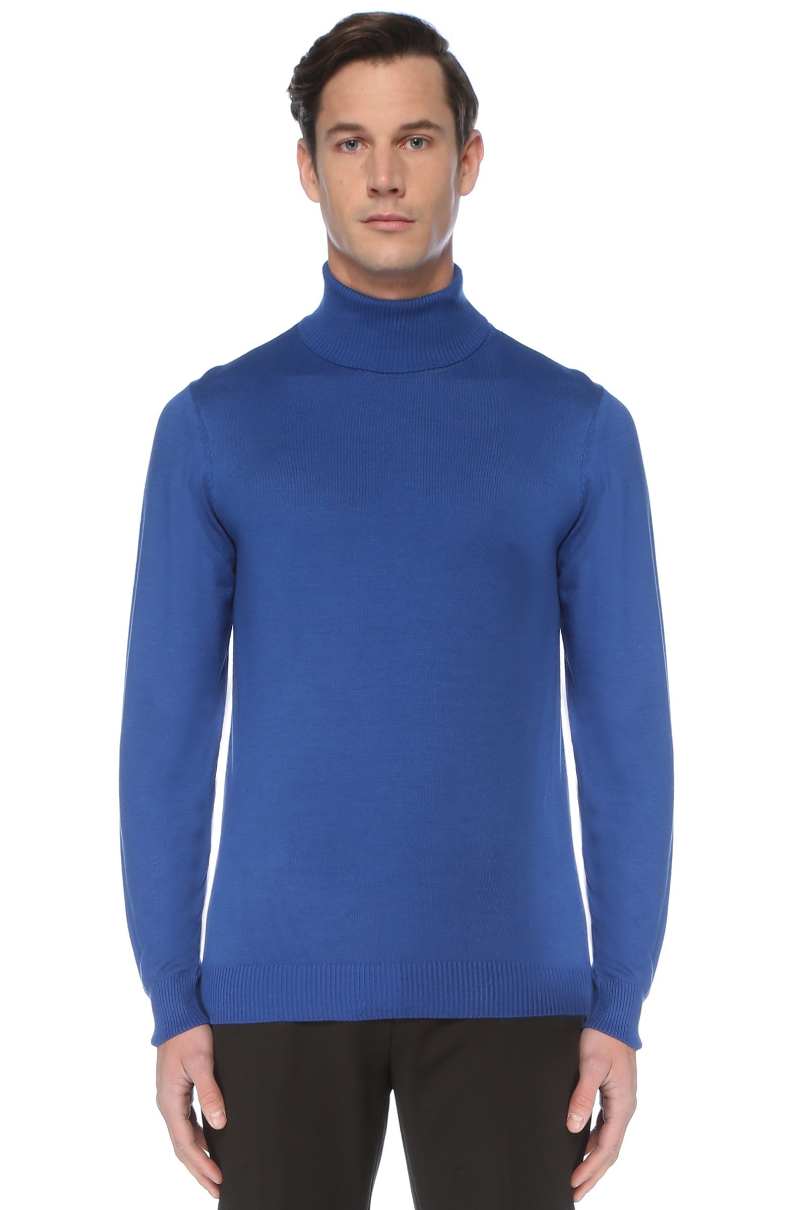 Saks Balıkçı Yaka Triko Kazak