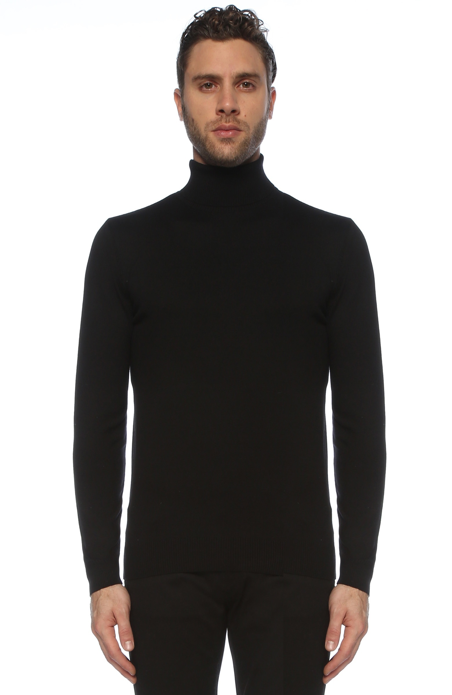 Siyah Balıkçı Yaka Kazak