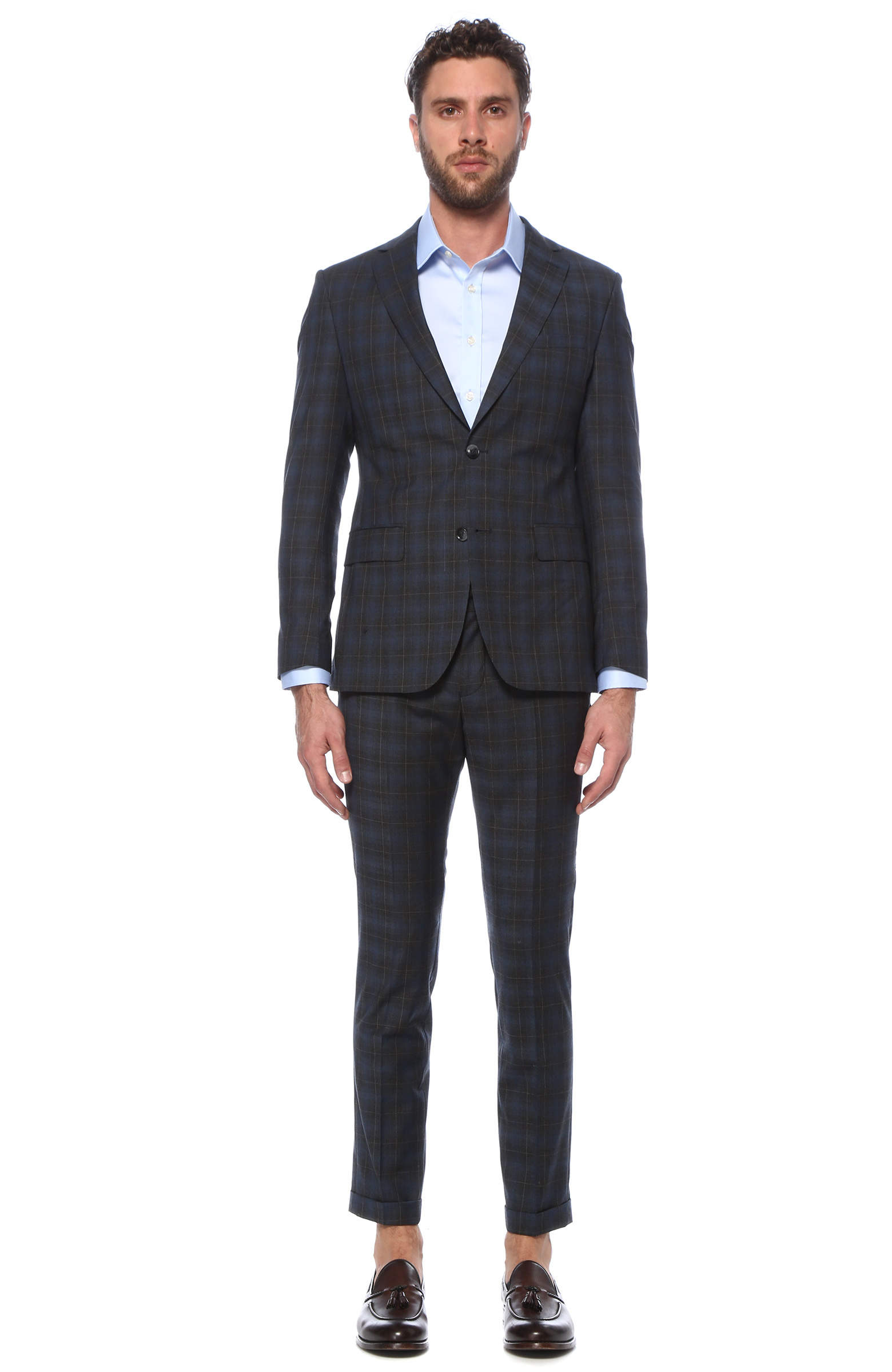 Gri Kareli Takım Elbise