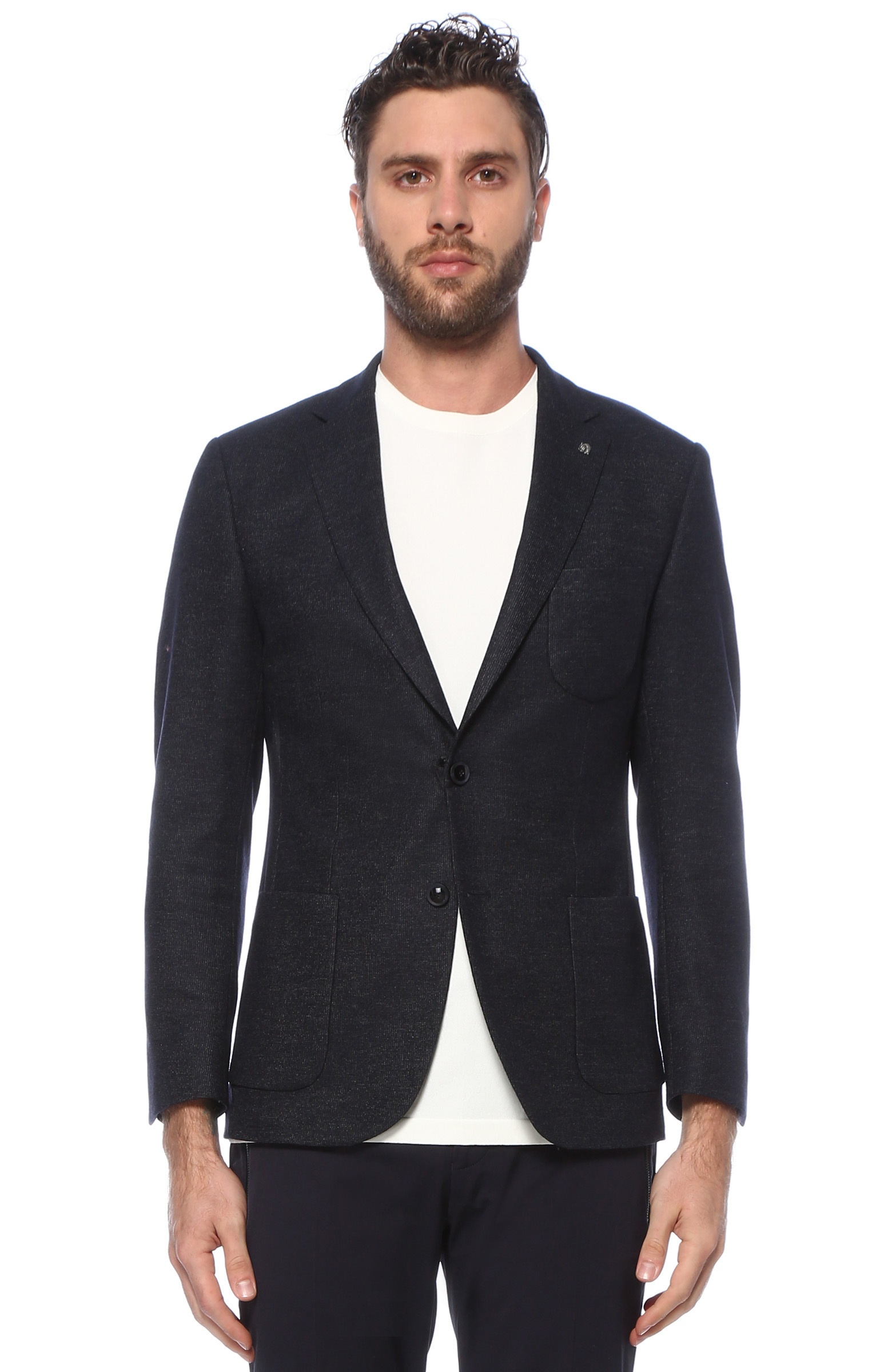 Lacivert Kelebek Yaka Ceket