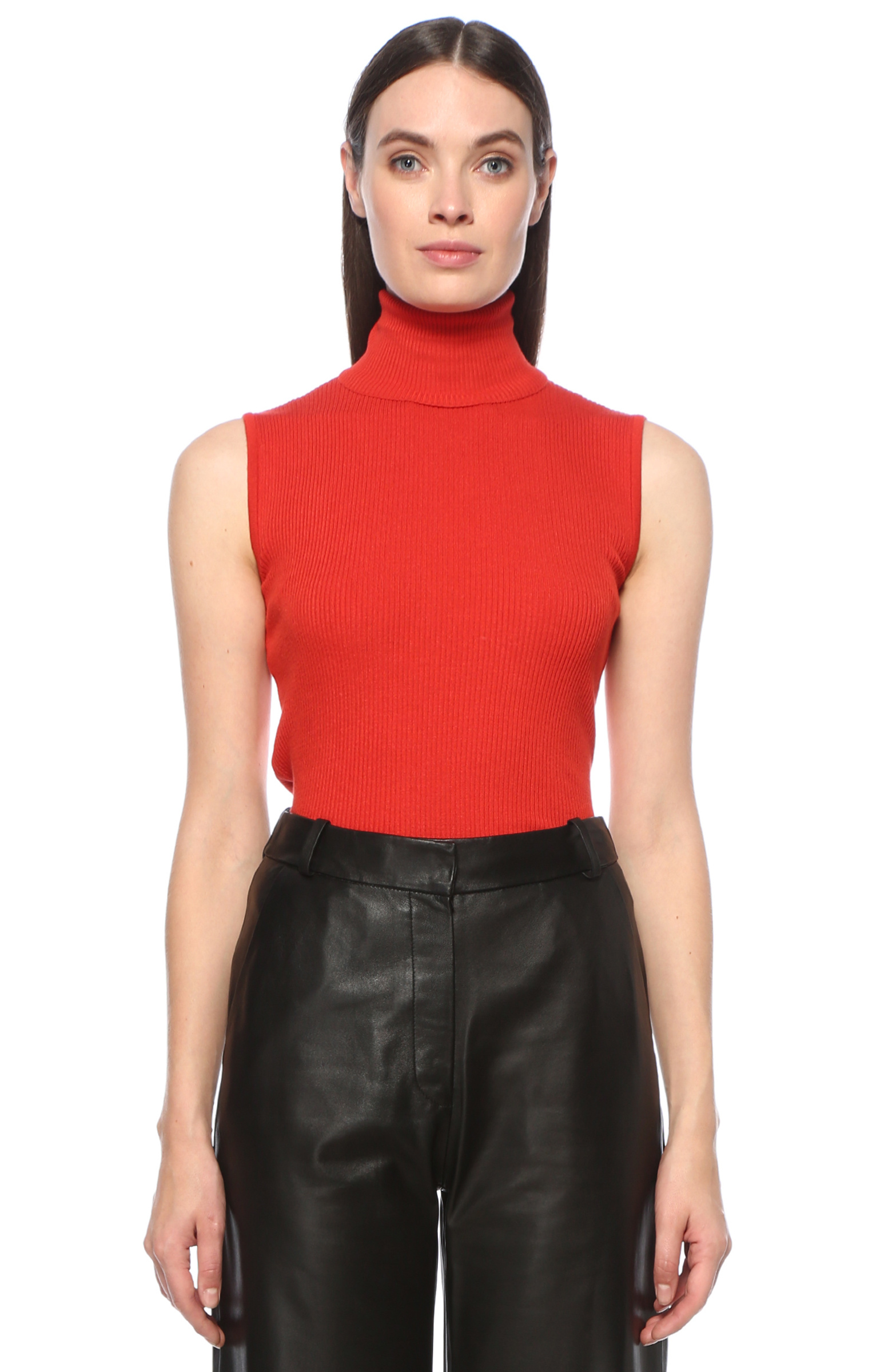 Slim Fit Kırmızı Balıkçı Yaka Kazak