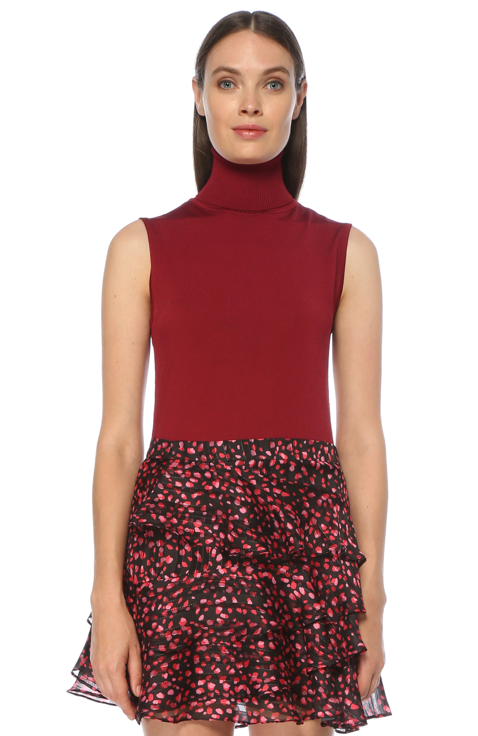 Slim Fit Bordo Balıkçı Yaka Kolsuz Kazak Slim Fit Bordo Balıkçı Yaka Kolsuz Kazak