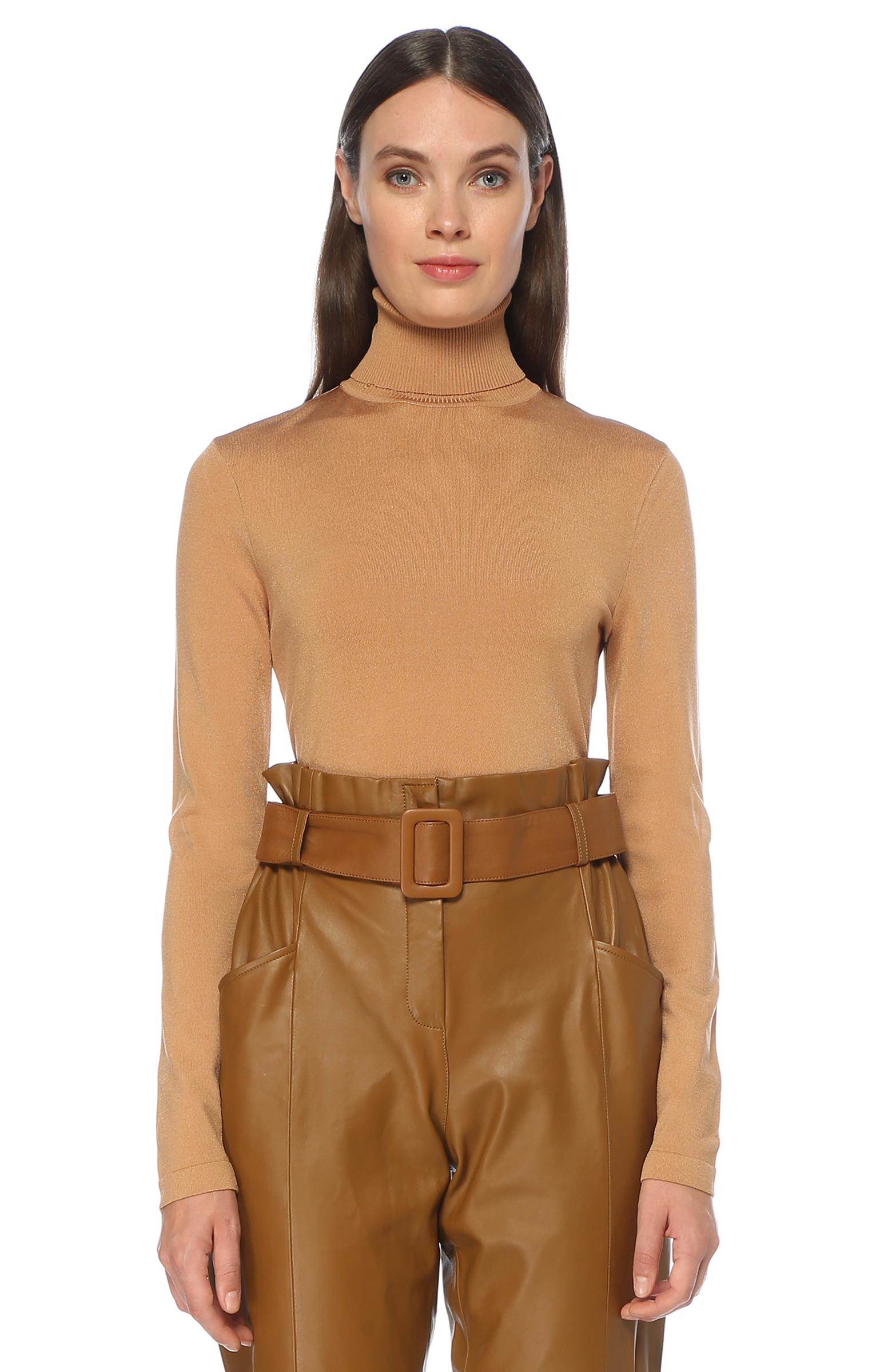 Slim Fit Camel Balıkçı Yaka Kazak Slim Fit Camel Balıkçı Yaka Kazak
