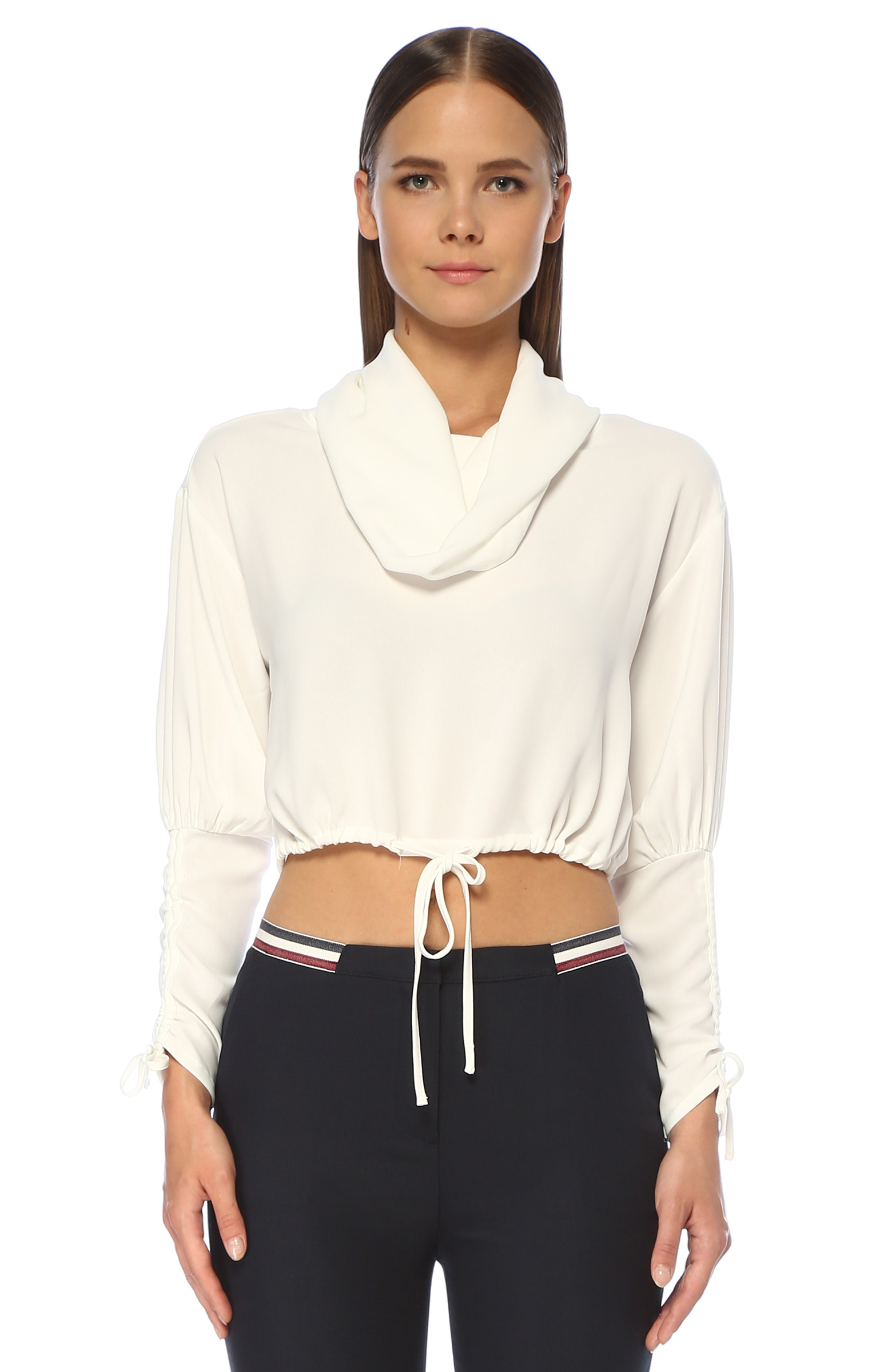 Ekru Yaka Detaylı Cropped Bluz Ekru Yaka Detaylı Cropped Bluz
