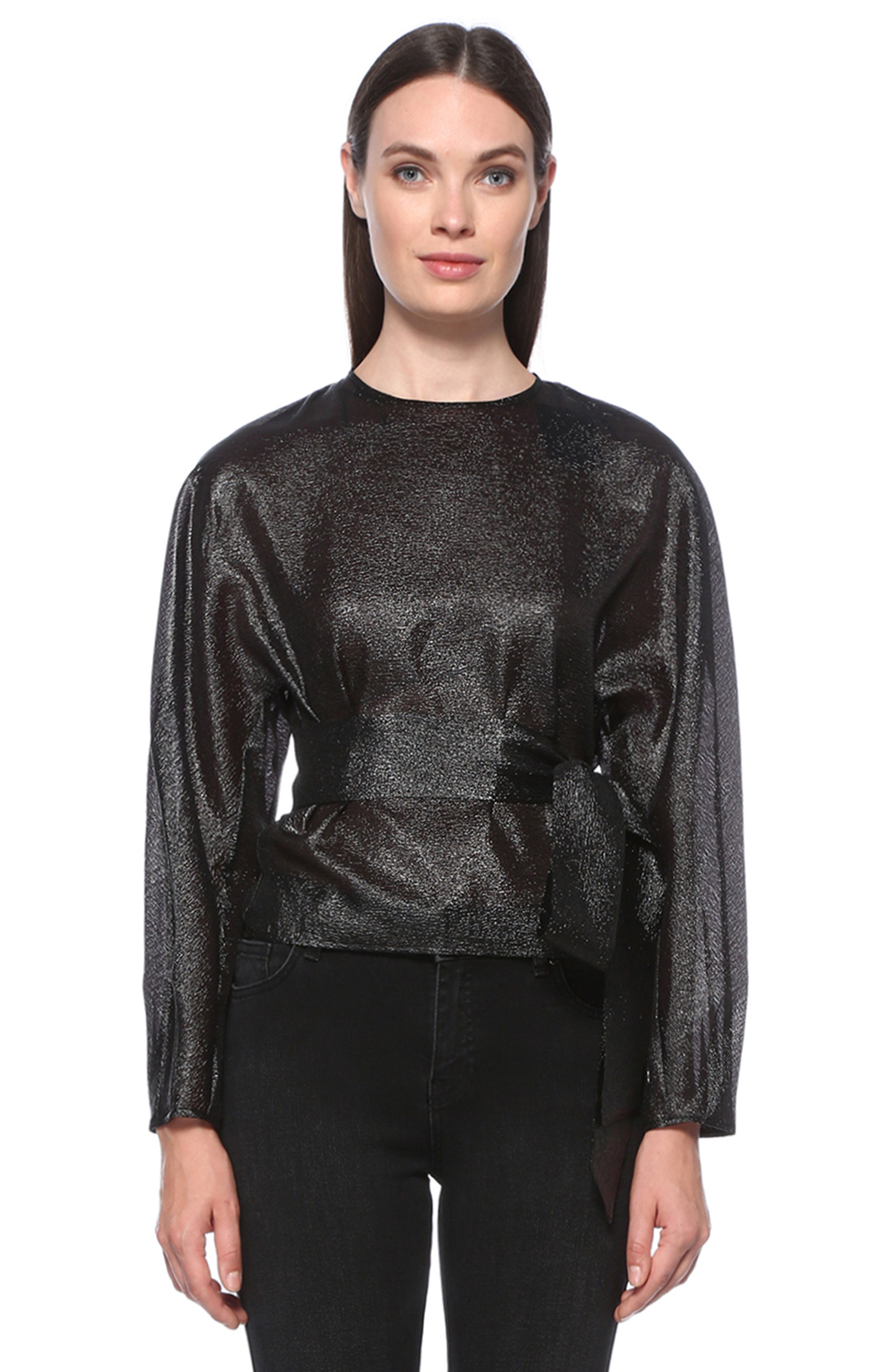 Siyah Parıltılı Bluz