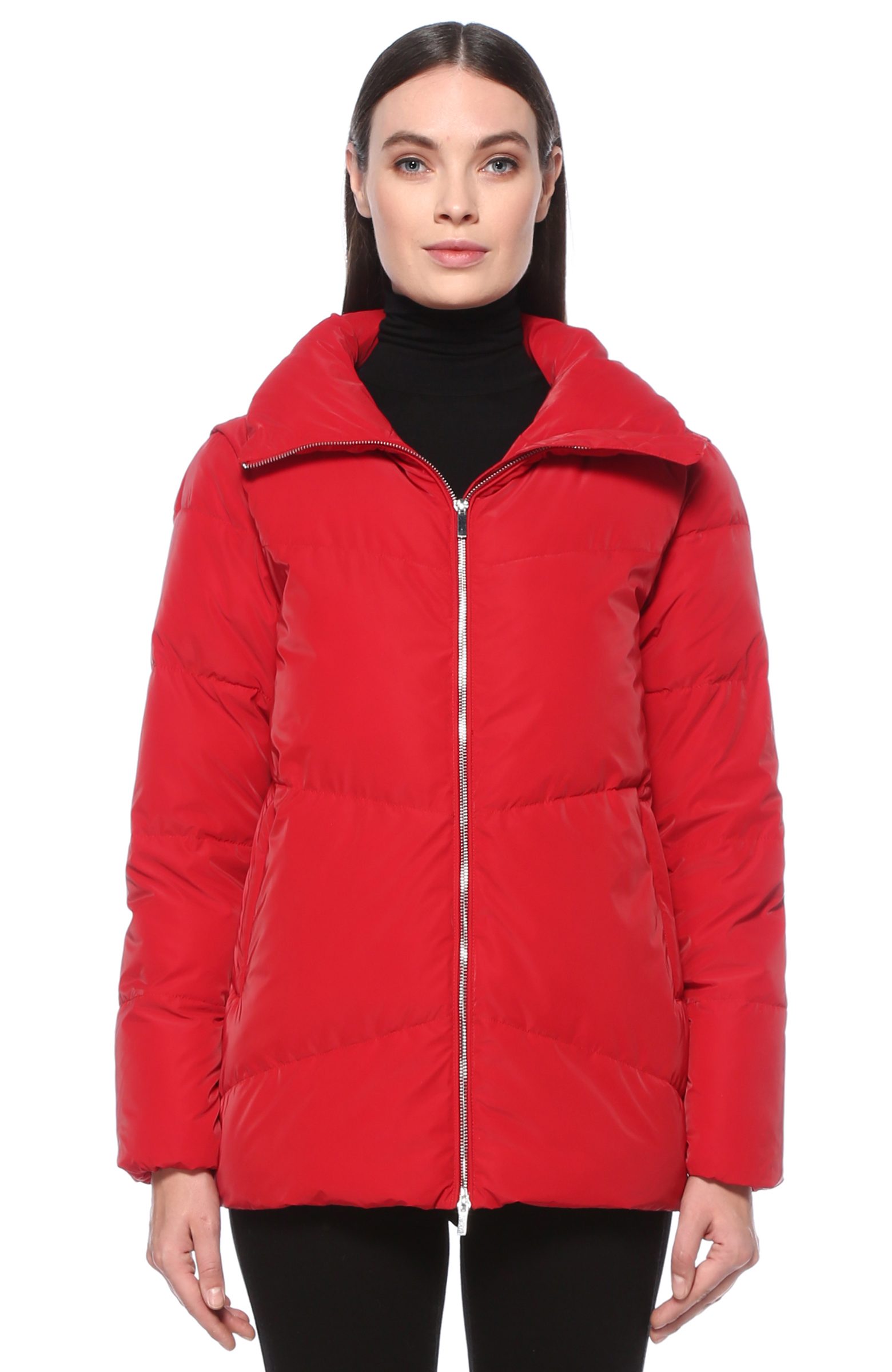 Basic Fit Kırmızı Dik Yaka Puff Mont Basic Fit Kırmızı Dik Yaka Puff Mont
