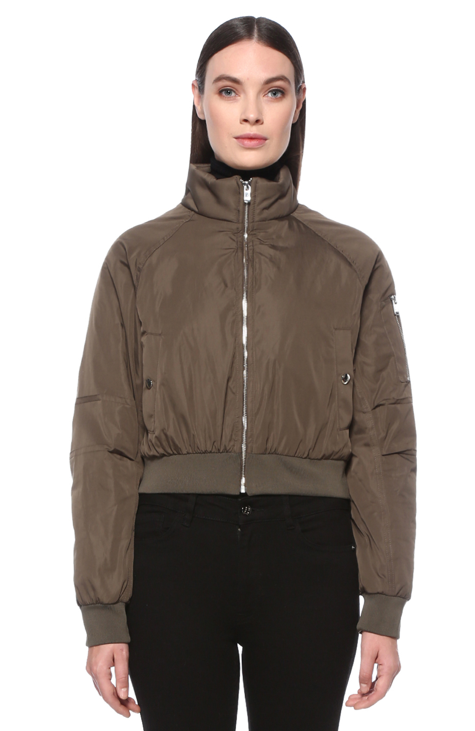 Slim Fit Haki Bomber Mont