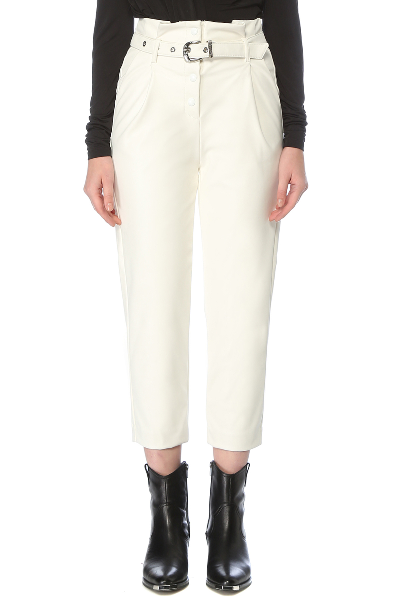 Slim Fit Ekru Büzgü Detaylı Pantolon