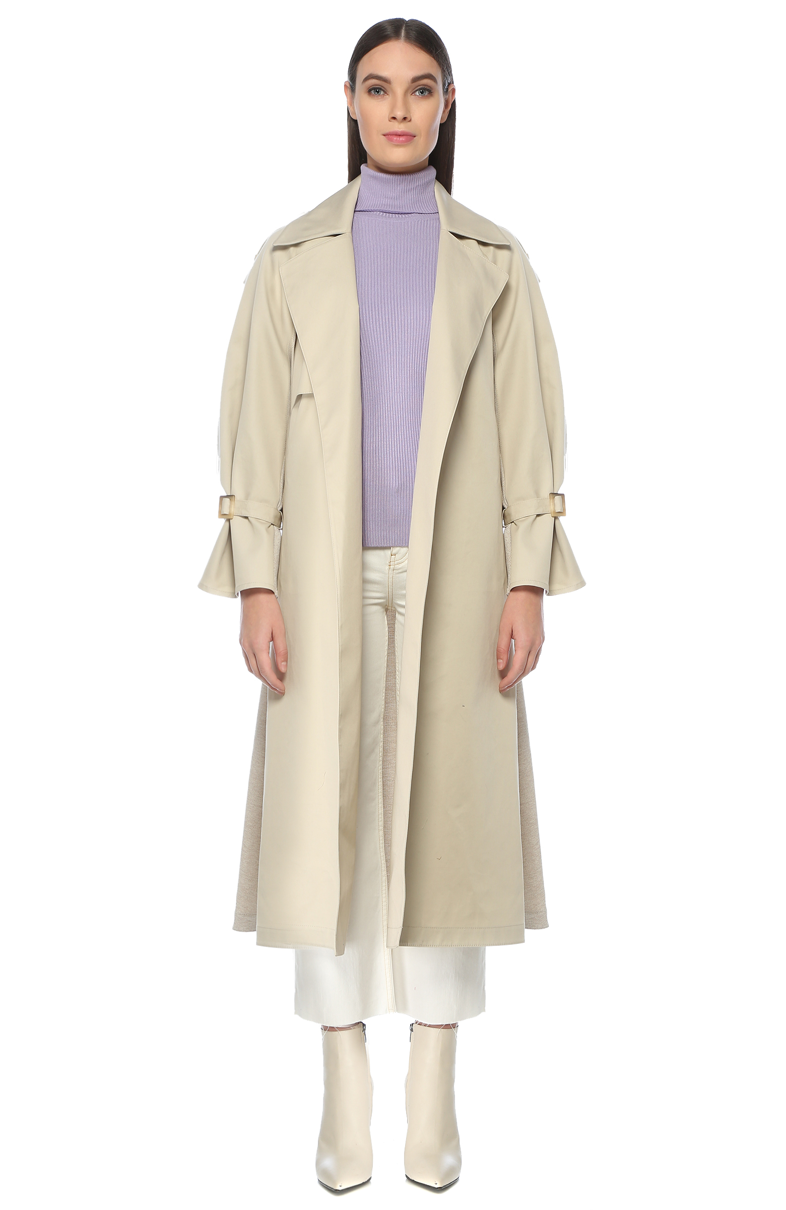 Ekru Kelebek Yaka Kemerli Kruvaze Pardösü Ekru Kelebek Yaka Kemerli Kruvaze Pardösü