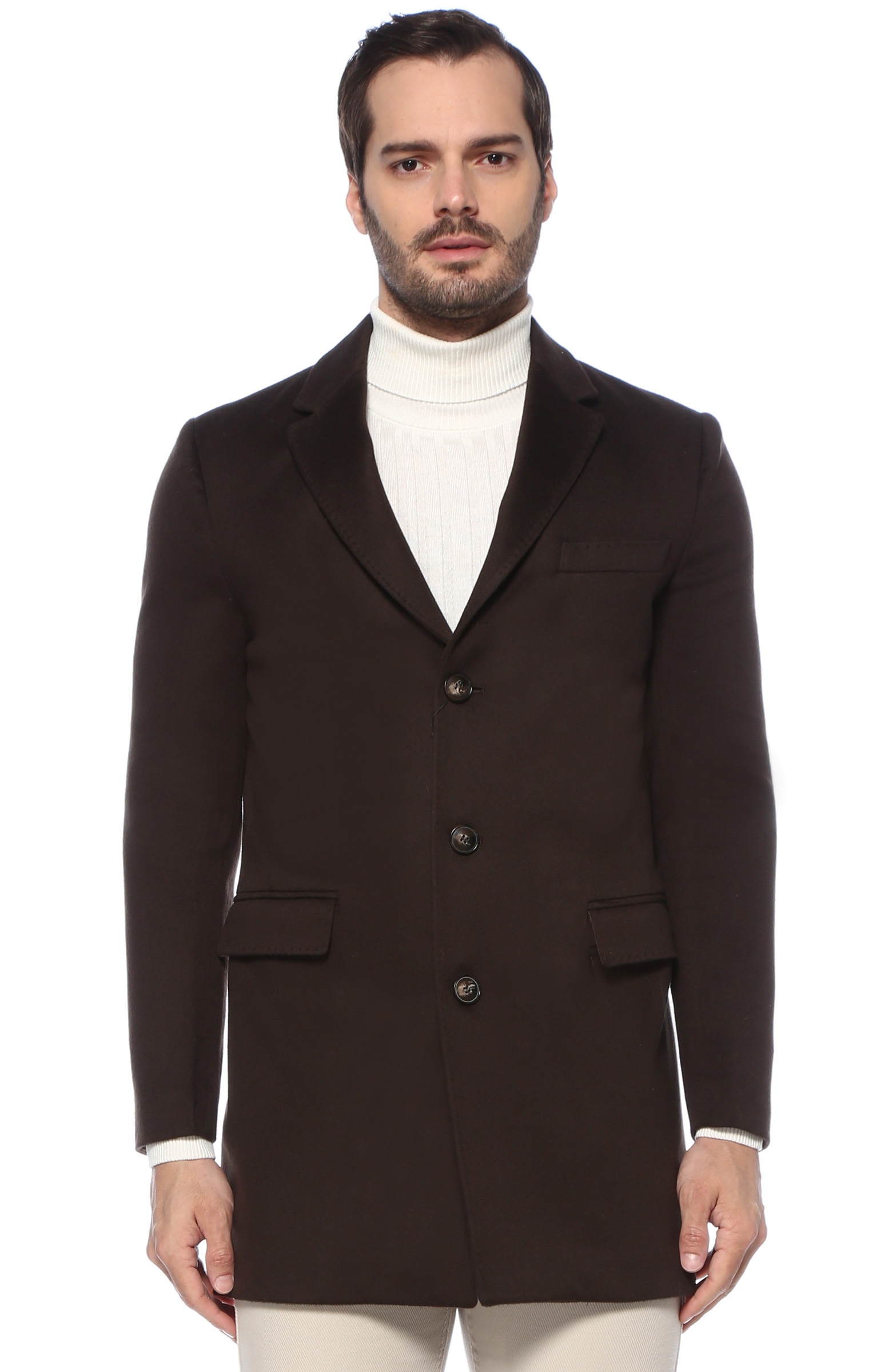 Kahverengi Ekose Desenli Palto Kahverengi Ekose Desenli Palto