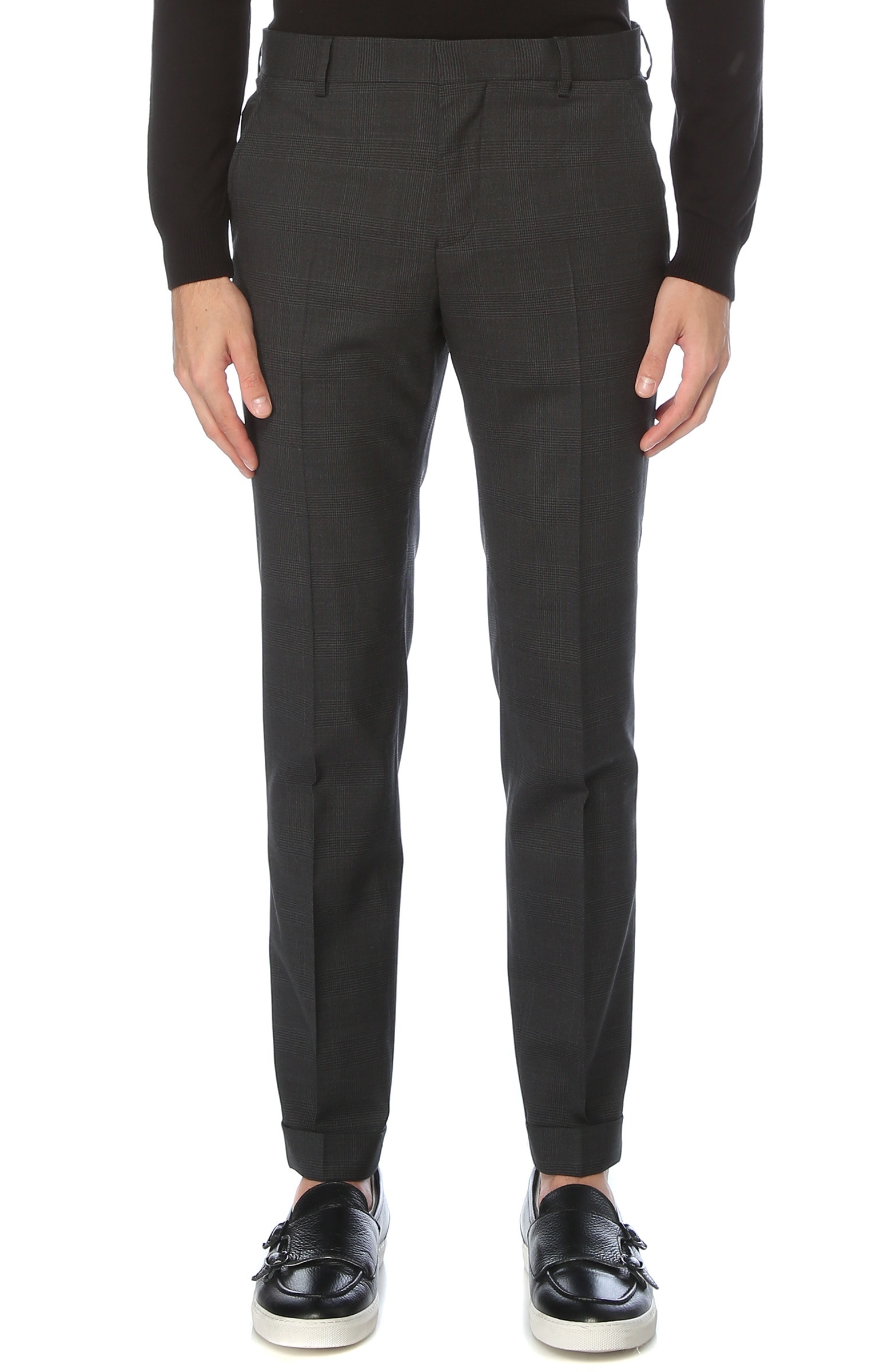 Slim Fit Ekose Desenli Yün Pantolon Slim Fit Ekose Desenli Yün Pantolon