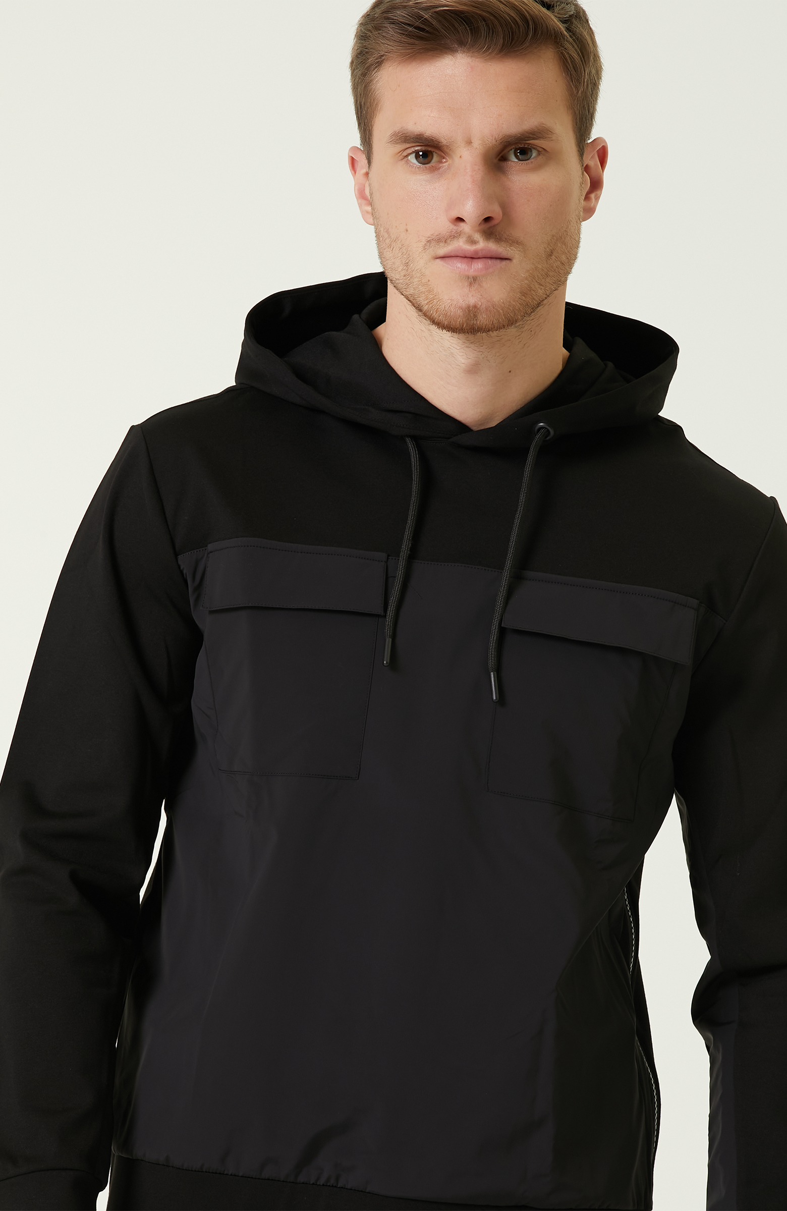 Slim Fit Siyah Kapüşonlu Sweatshirt Slim Fit Siyah Kapüşonlu Sweatshirt