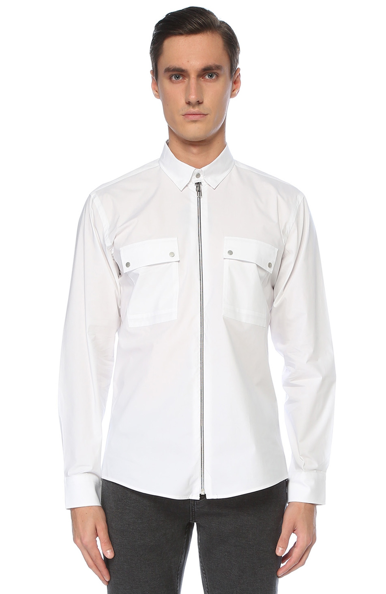 Slim Fit Beyaz İngiliz Yaka Gömlek Slim Fit Beyaz İngiliz Yaka Gömlek