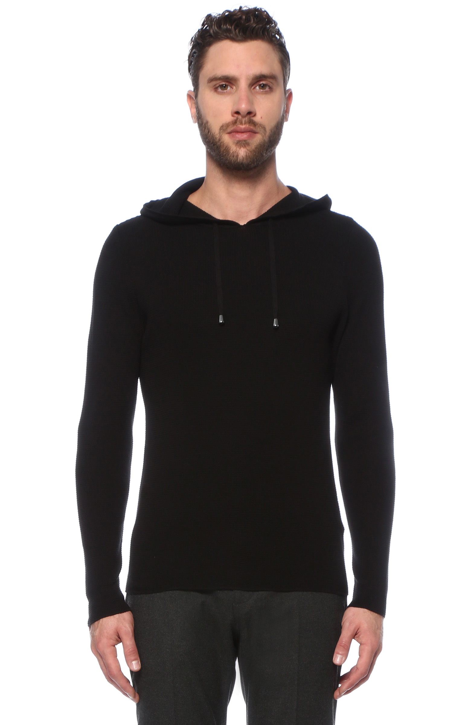 Siyah Kapüşonlu Kazak