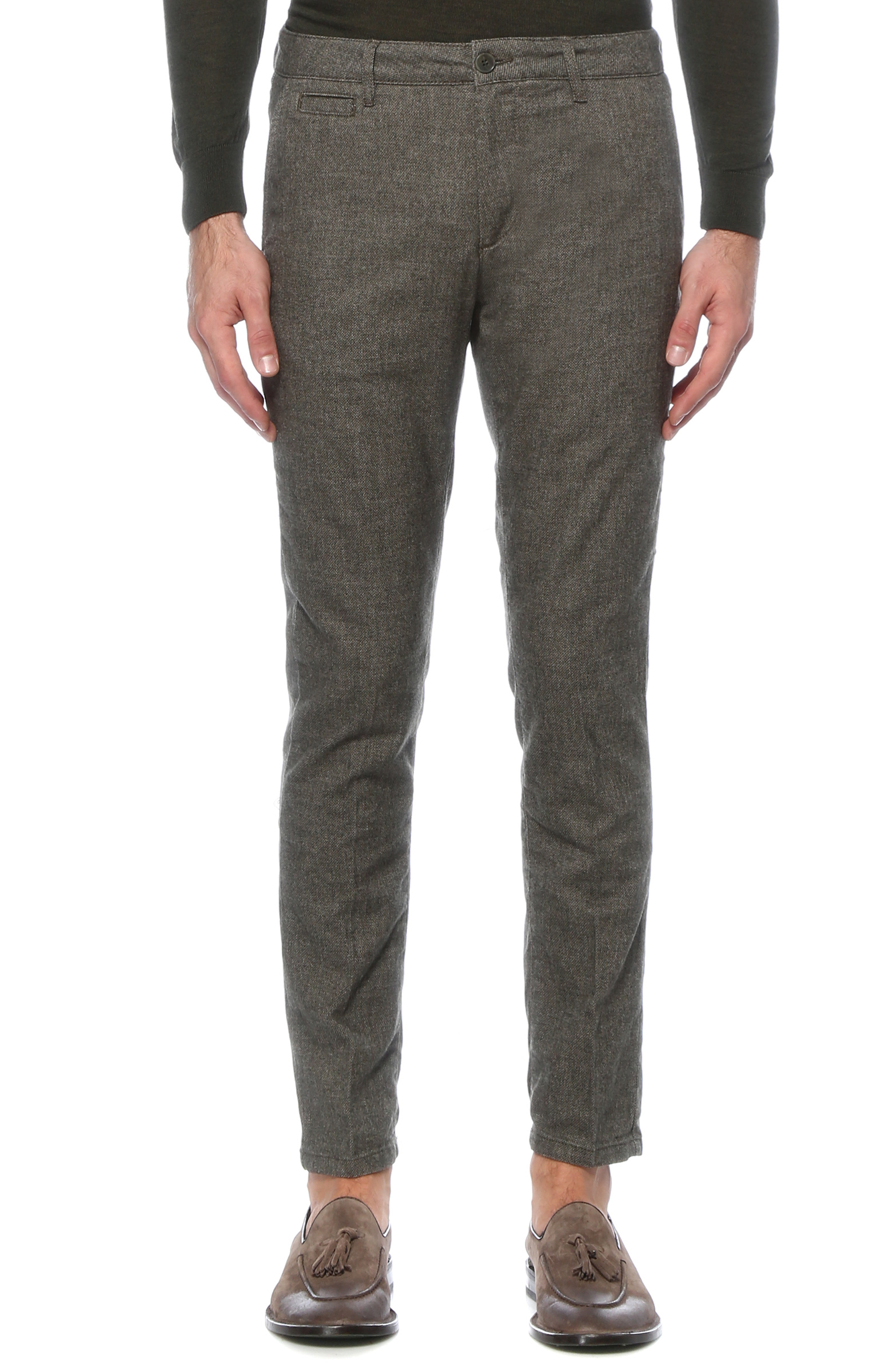 Slim Fit Haki Desenli Pantolon