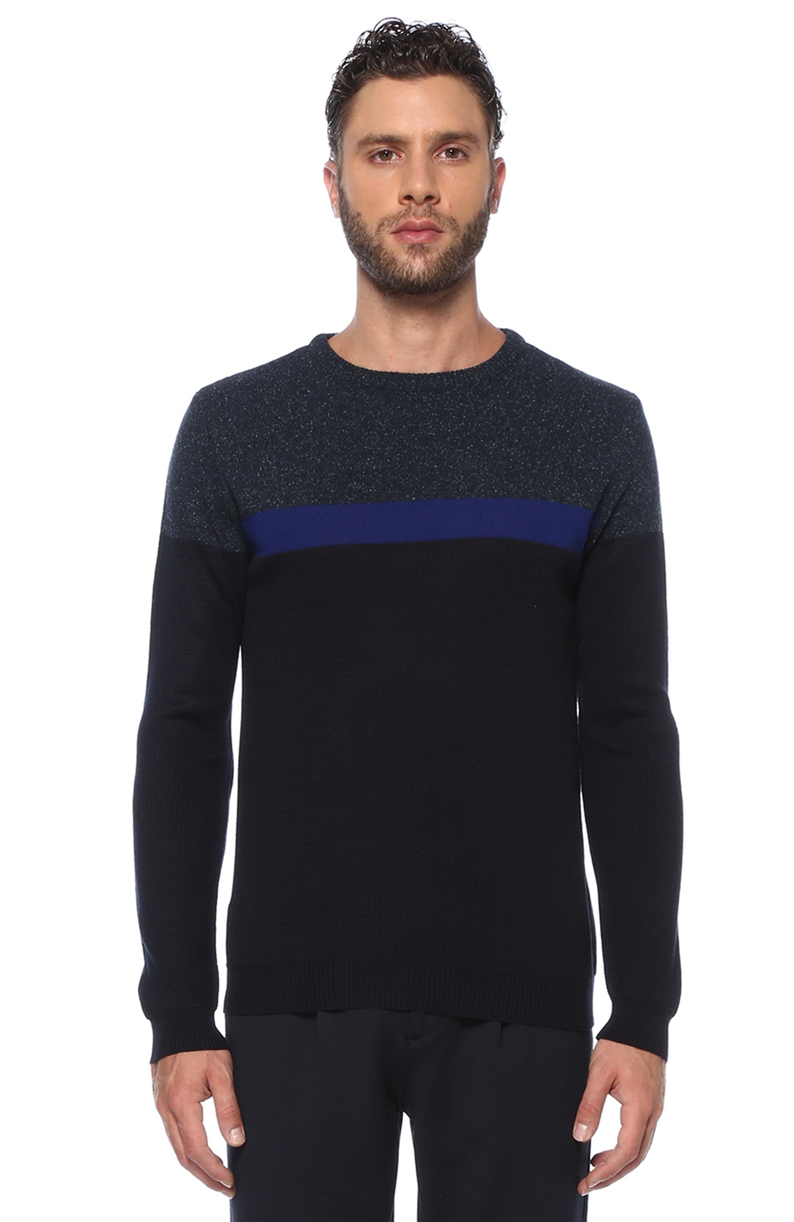 Lacivert Bisiklet Yaka Kazak