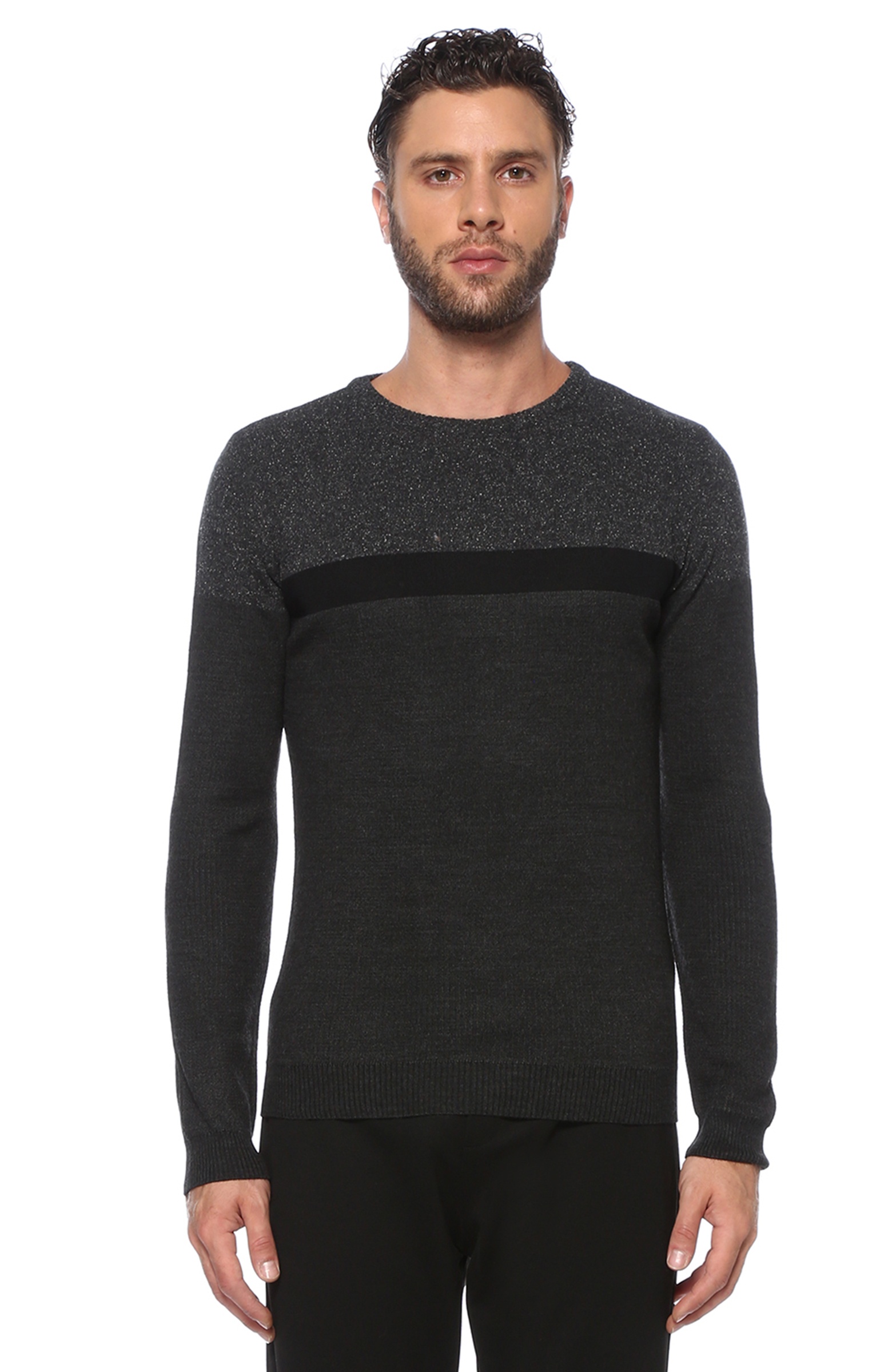 Antrasit Bisiklet Yaka Kazak