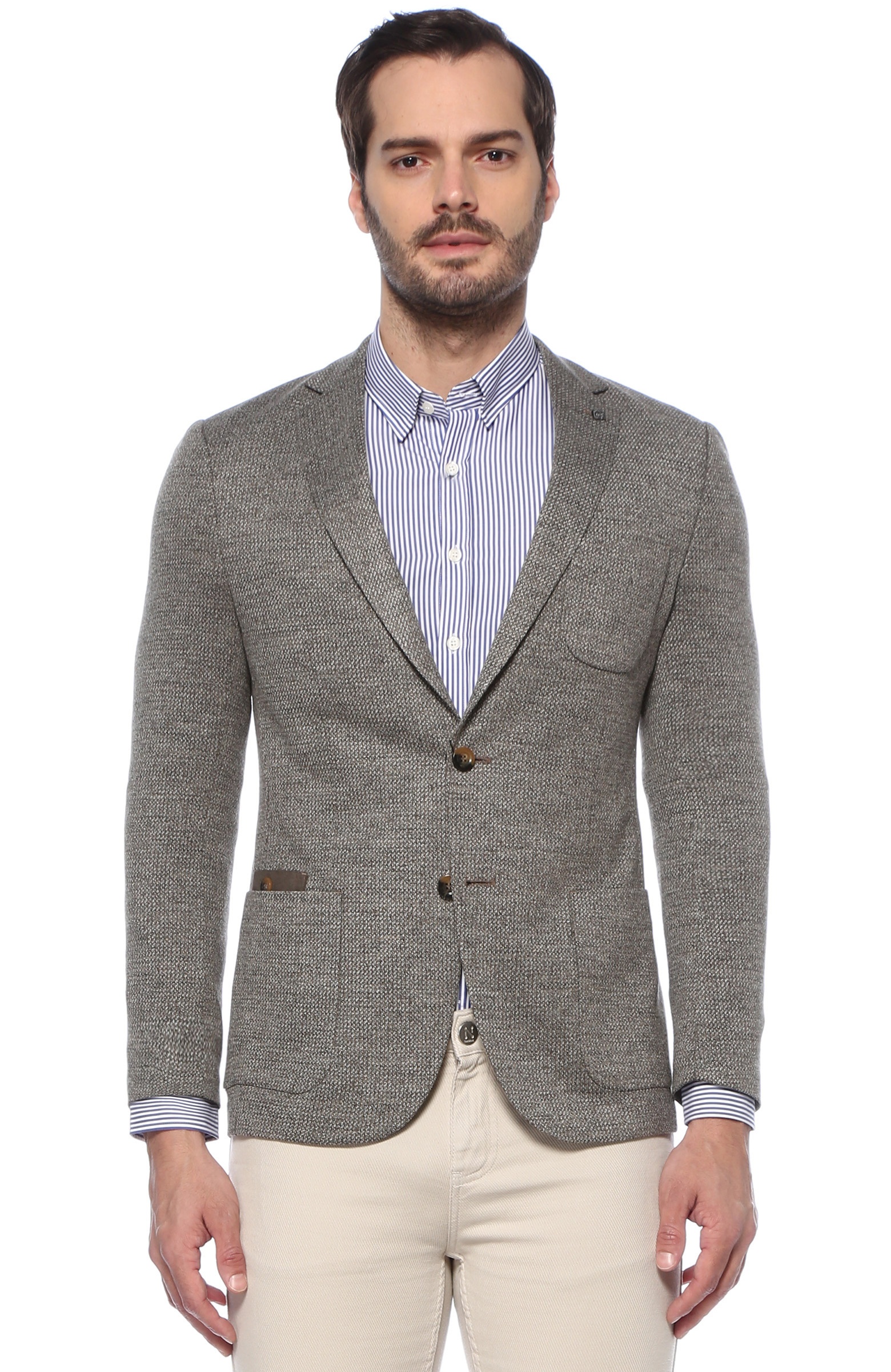 Gri Kelebek Yaka Ceket