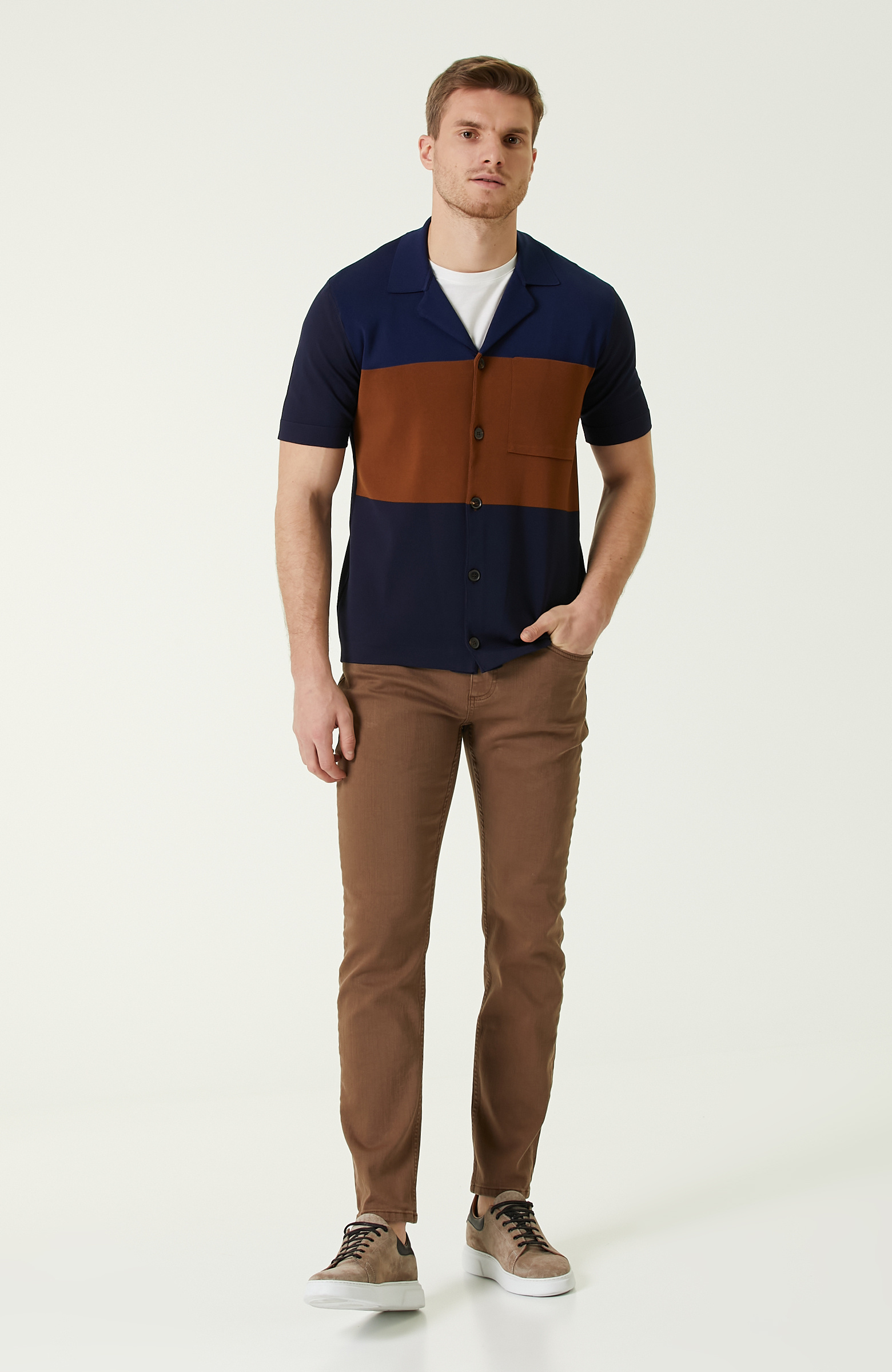 Slim Fit Kahverengi Casual Pantolon