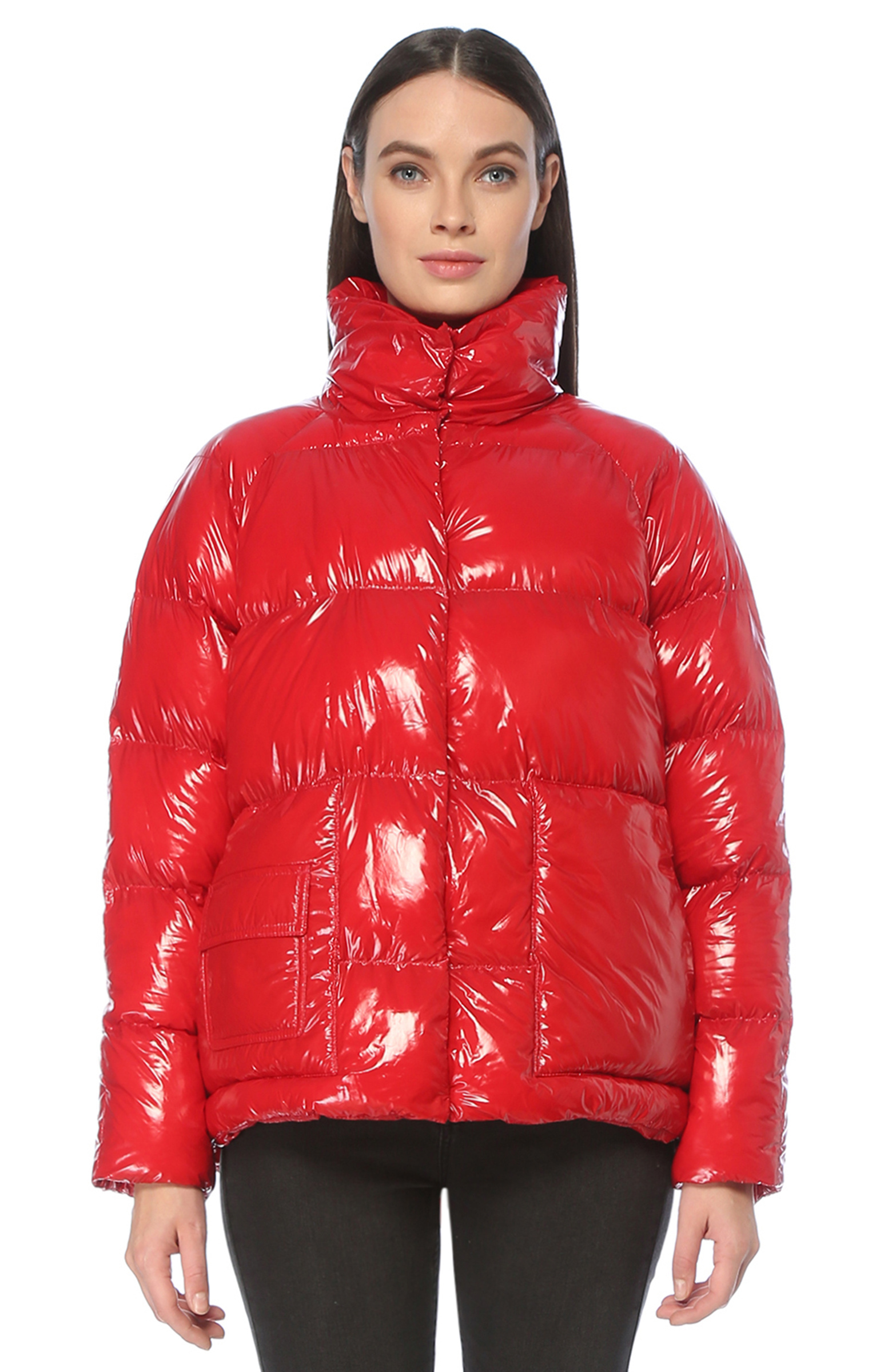 Regular Fit Kırmızı Dik Yaka Puff Mont Regular Fit Kırmızı Dik Yaka Puff Mont