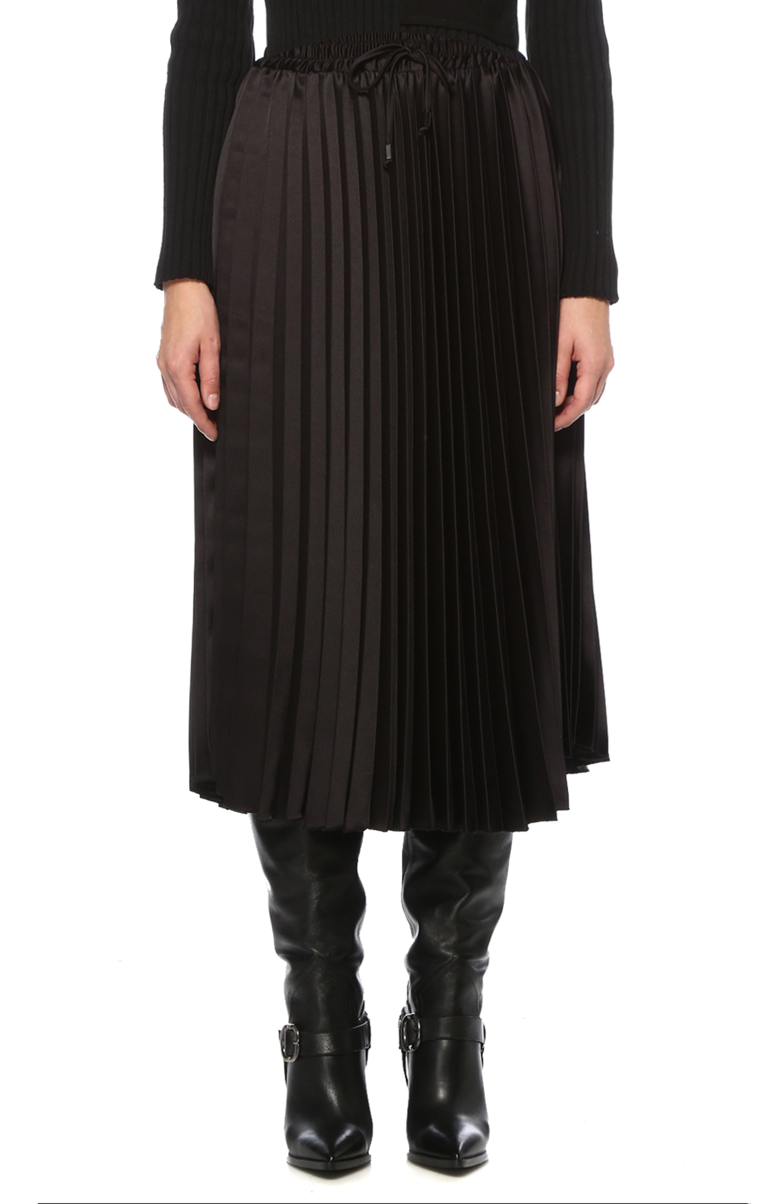 Siyah Pilili Midi Etek