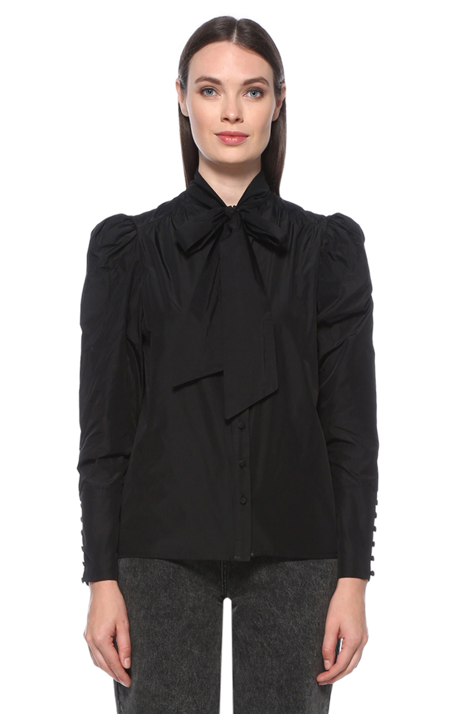 Regular Fit Siyah Bağlama Detaylı Gömlek Regular Fit Siyah Bağlama Detaylı Gömlek