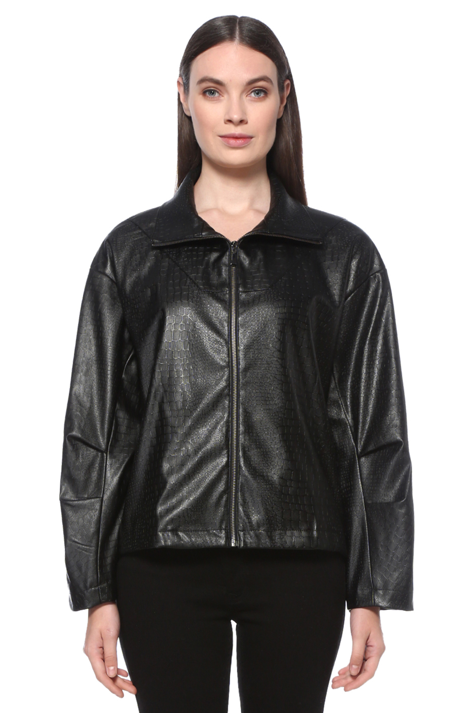 Regular Fit Siyah Polo Yaka Desenli Mont