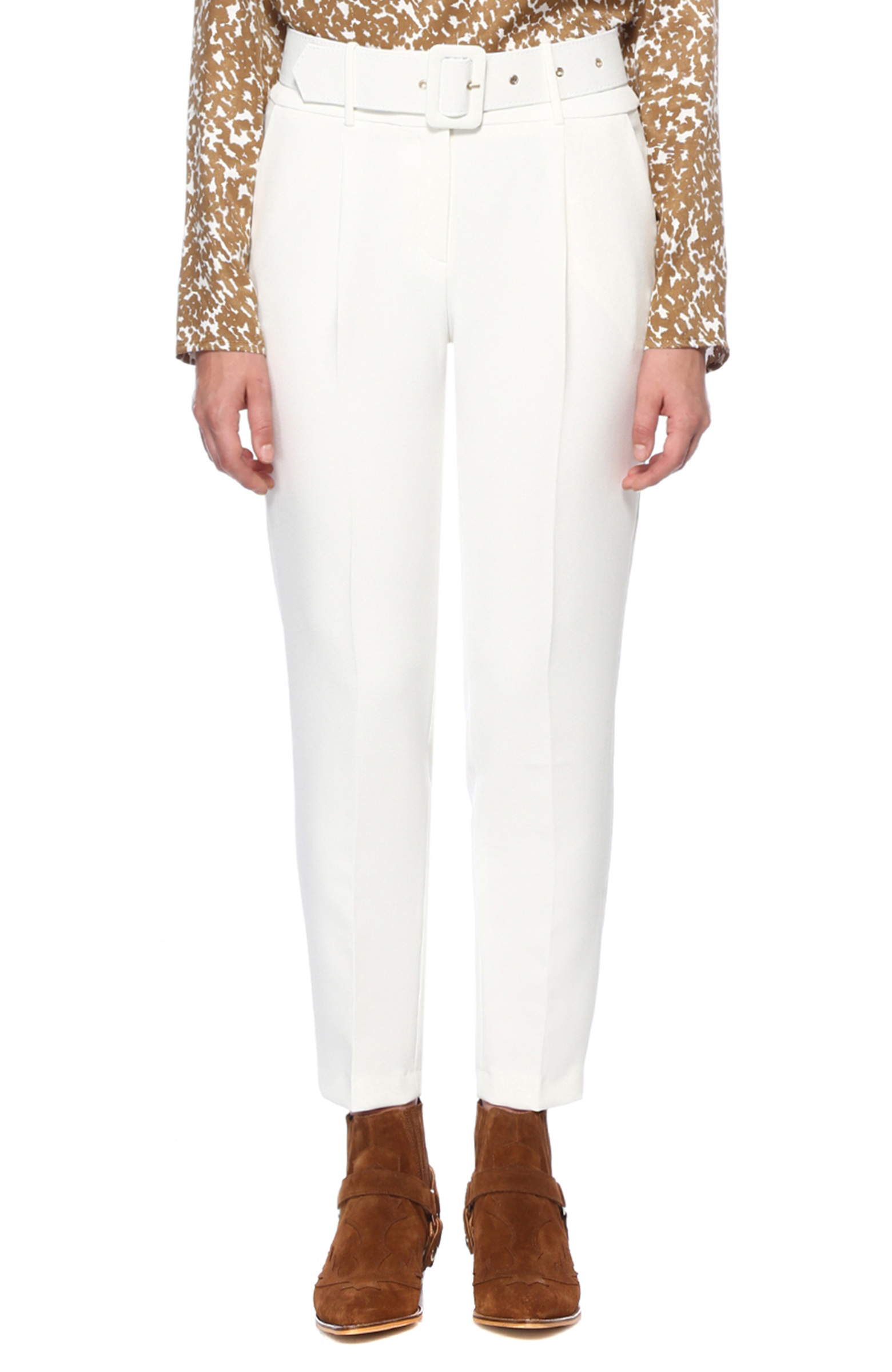 Regular Fit Beyaz Pilili Pantolon Regular Fit Beyaz Pilili Pantolon