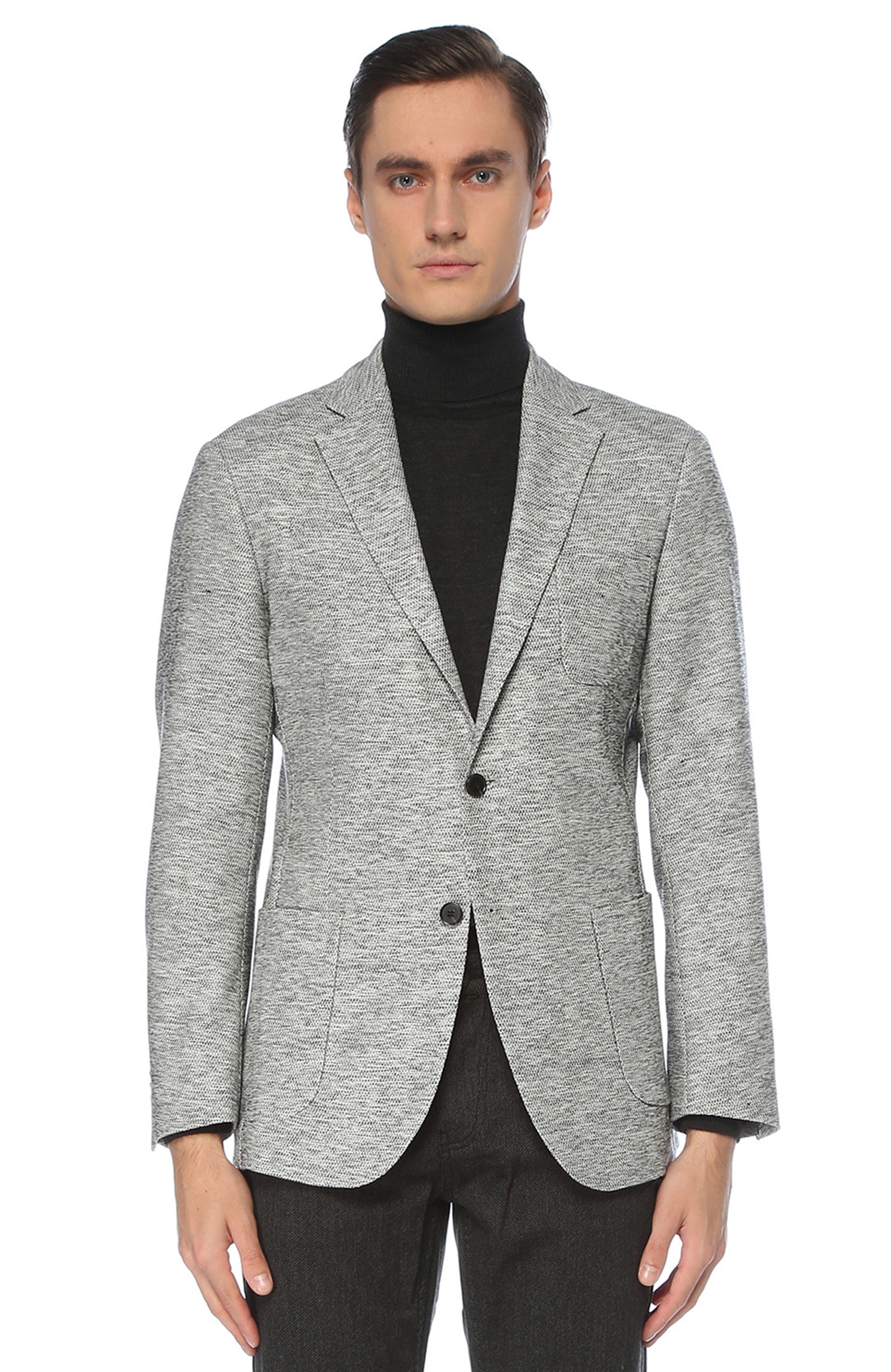 Beyaz Siyah Desenli Ceket