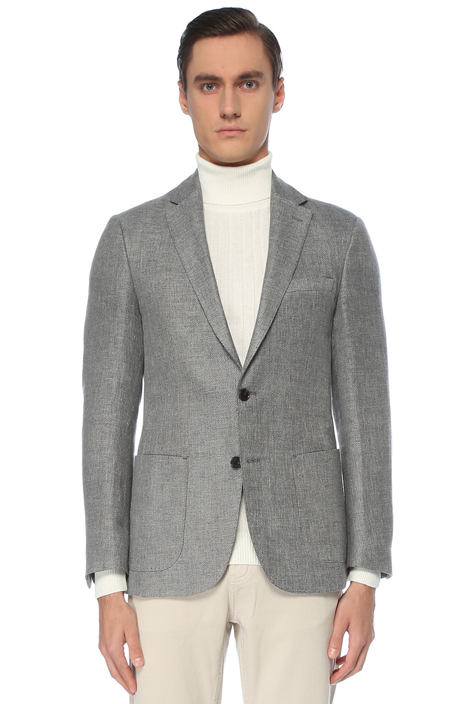 Slim Fit Gri Mikro Desenli Ceket Slim Fit Gri Mikro Desenli Ceket