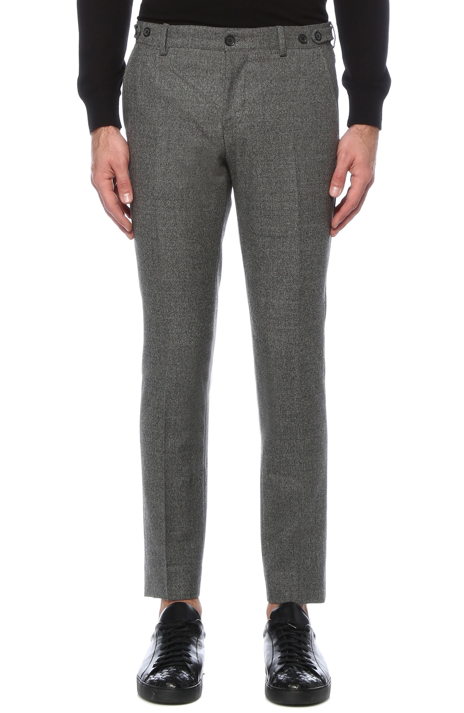 Slim Fit Gri Normal Bel Yün Pantolon Slim Fit Gri Normal Bel Yün Pantolon