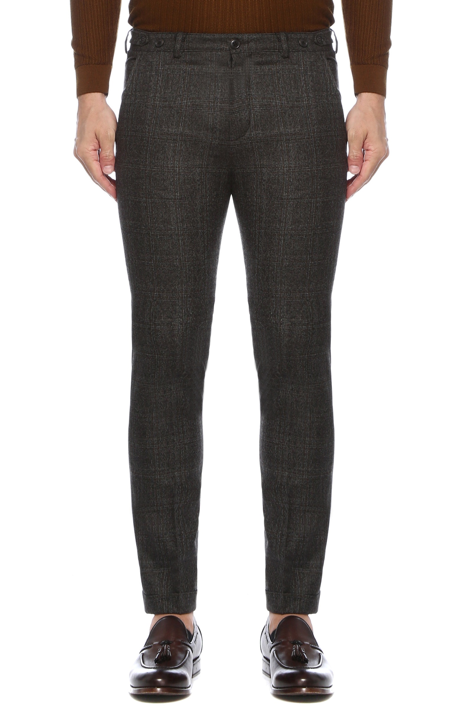Drop 6 Slim Fit Gri Yün Pantolon Drop 6 Slim Fit Gri Yün Pantolon