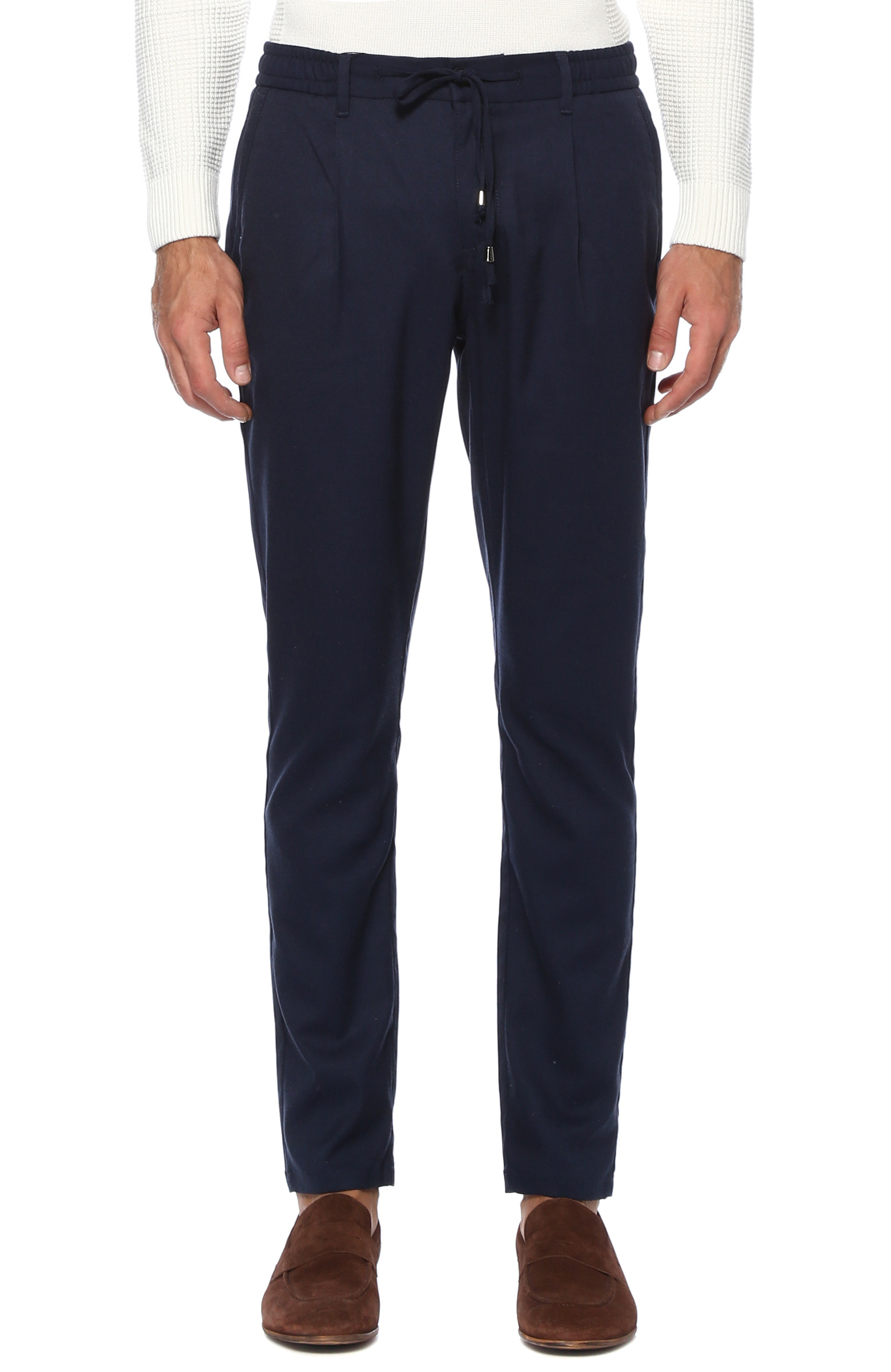 Jogger Fit Lacivert Pilili Pantolon