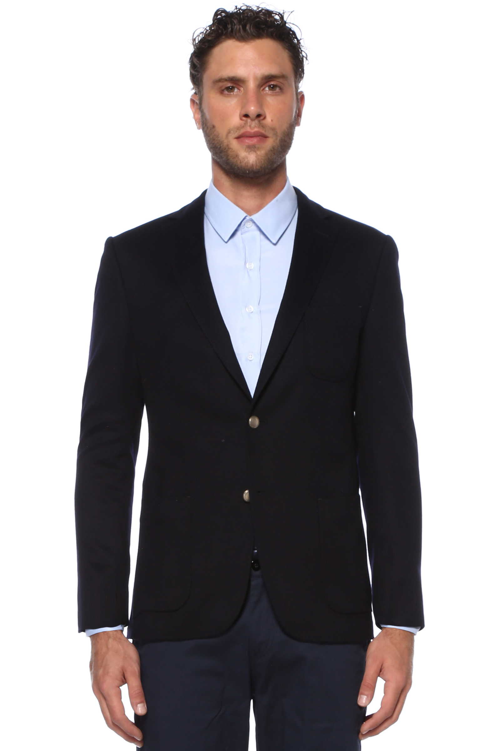 Slim Fit Laivert Kelebek Yaka Yün Ceket